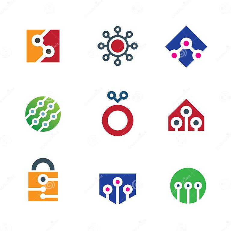 Security System Home and Internet Virtual Hack Shield Logo Icon Stock ...