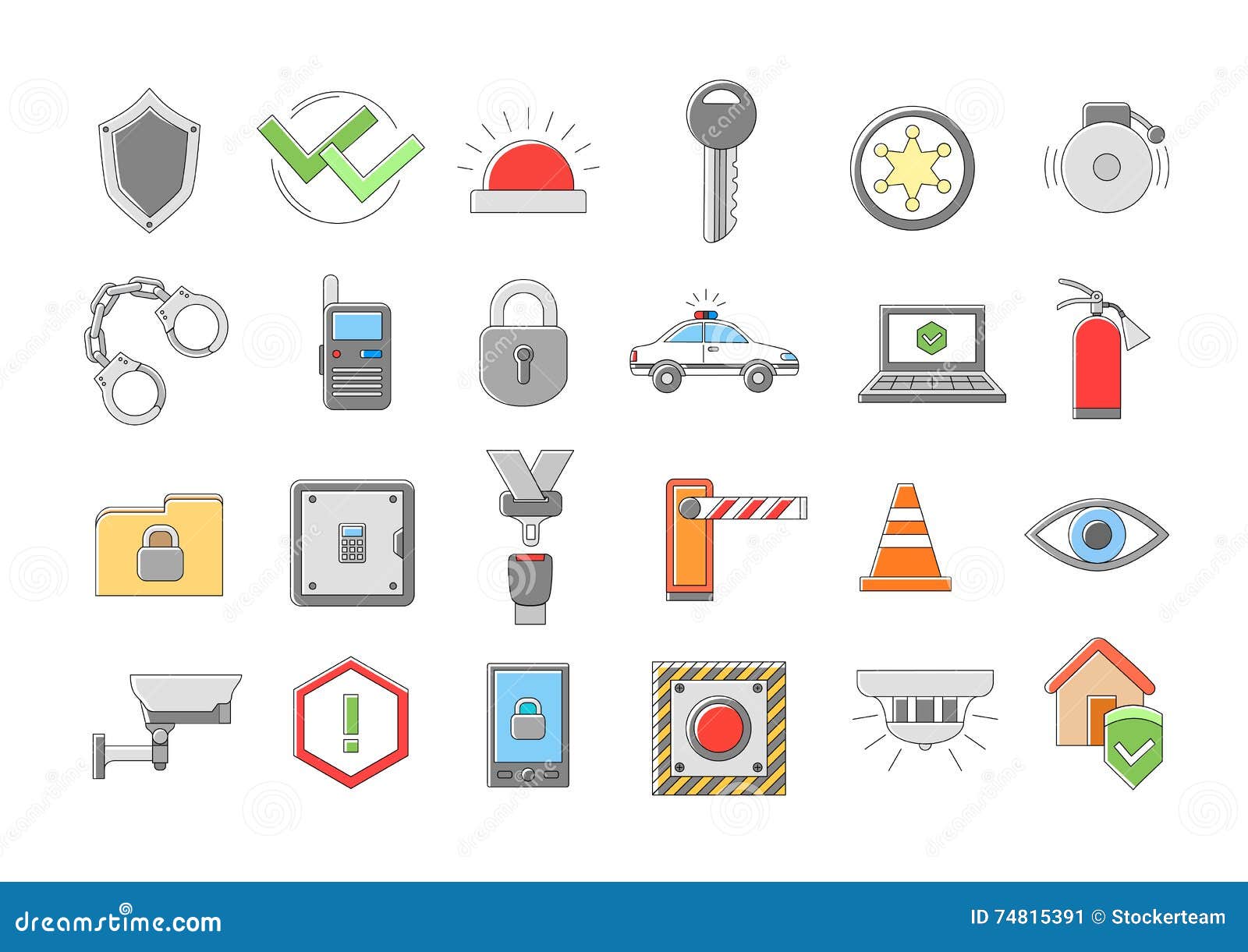 Security system icons set stock illustration. Illustration of icons ...