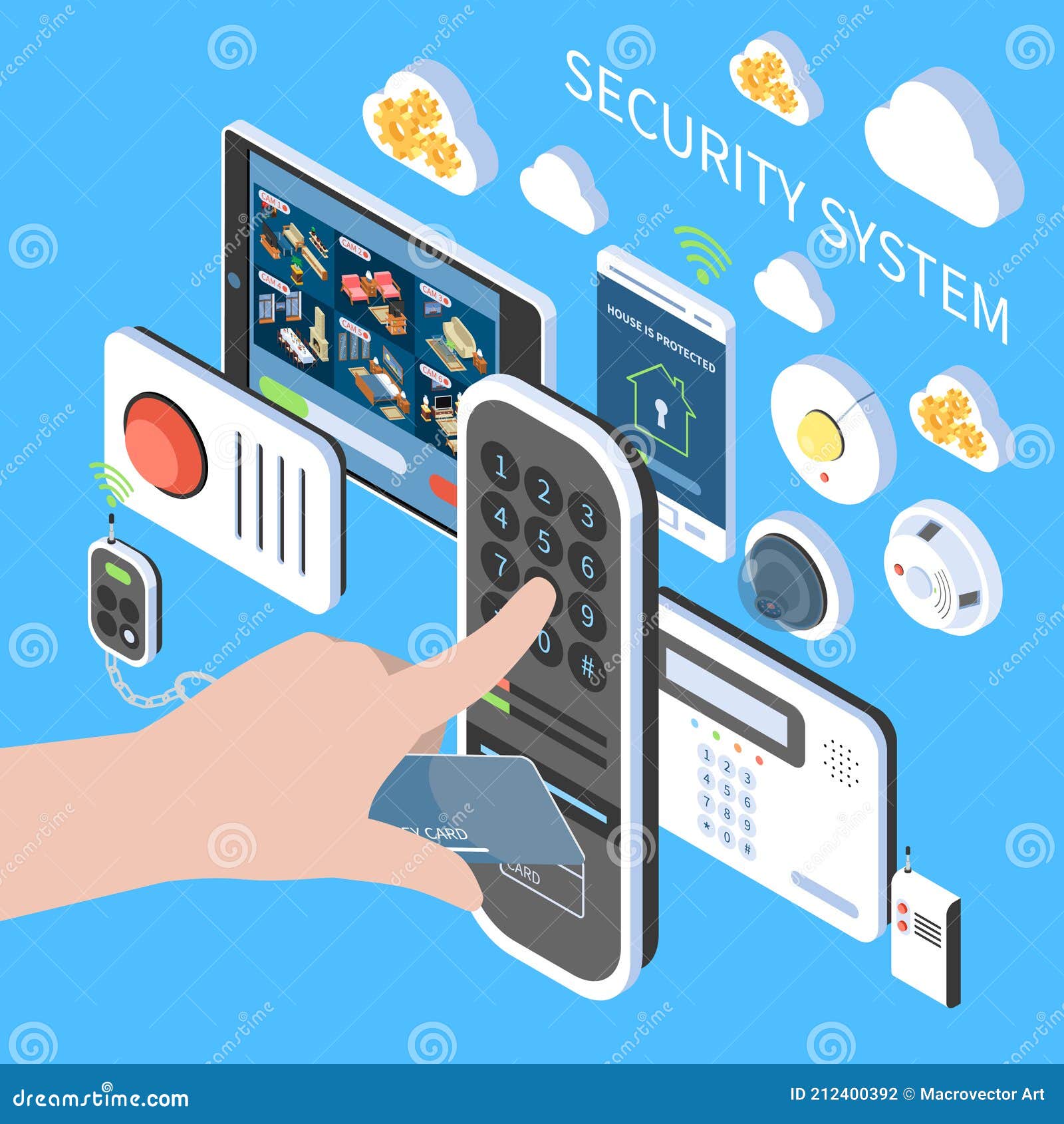 Security System Isometric Composition Stock Vector - Illustration of ...
