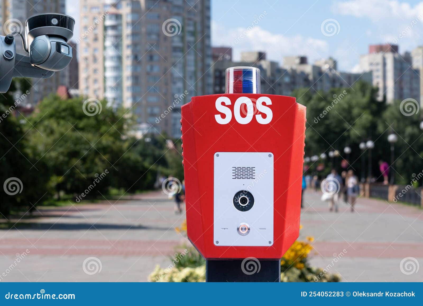 Security System in Public Parks. SOS, Police, Emergency Button and ...