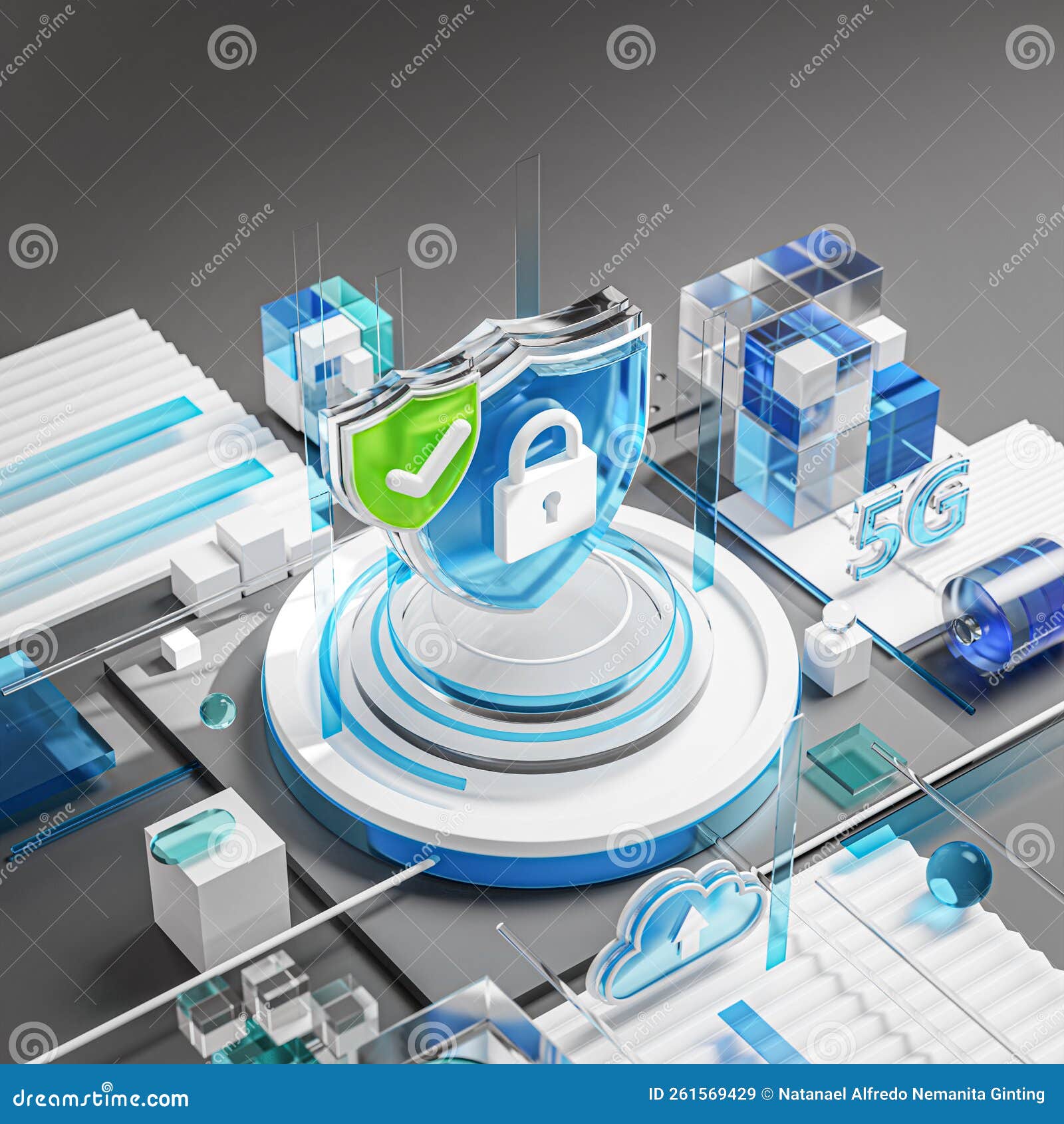 Security System Shield Lock Verified Icon Concept Technology Symbol 3D ...