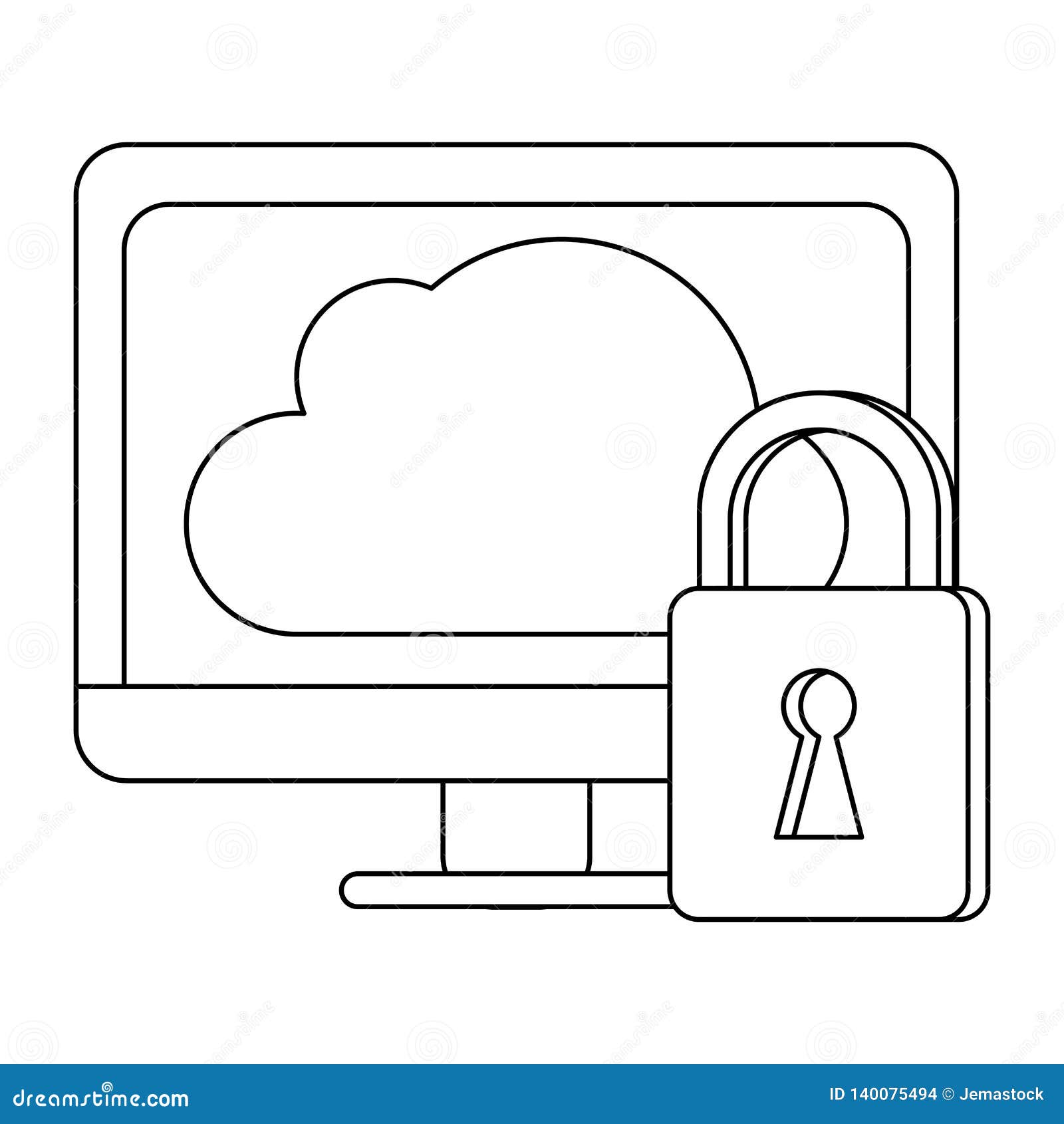 Security System Technology Black and White Stock Vector - Illustration ...