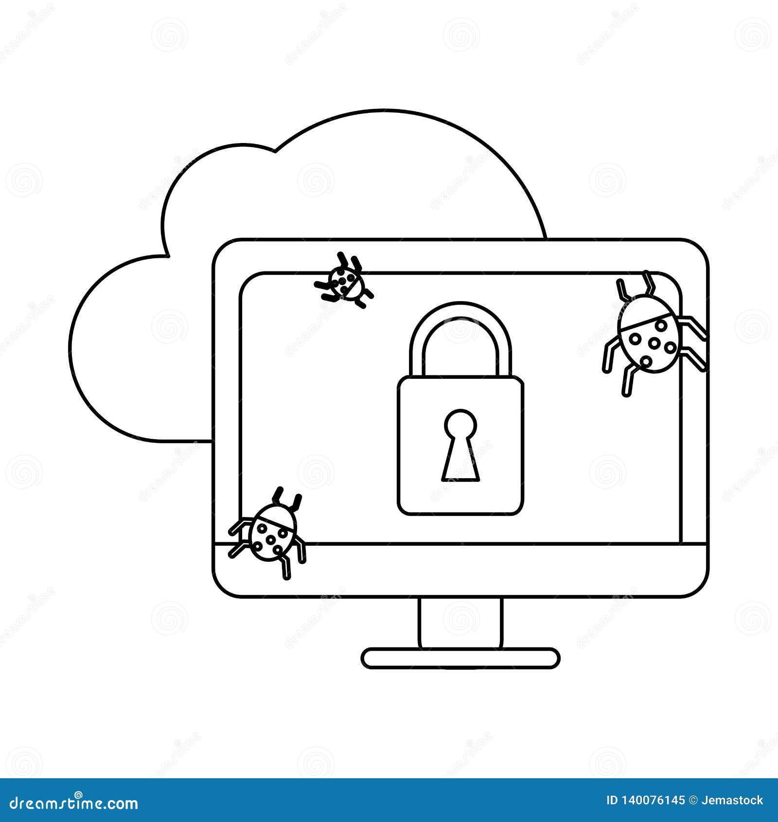 Security System Technology Black and White Stock Vector - Illustration ...