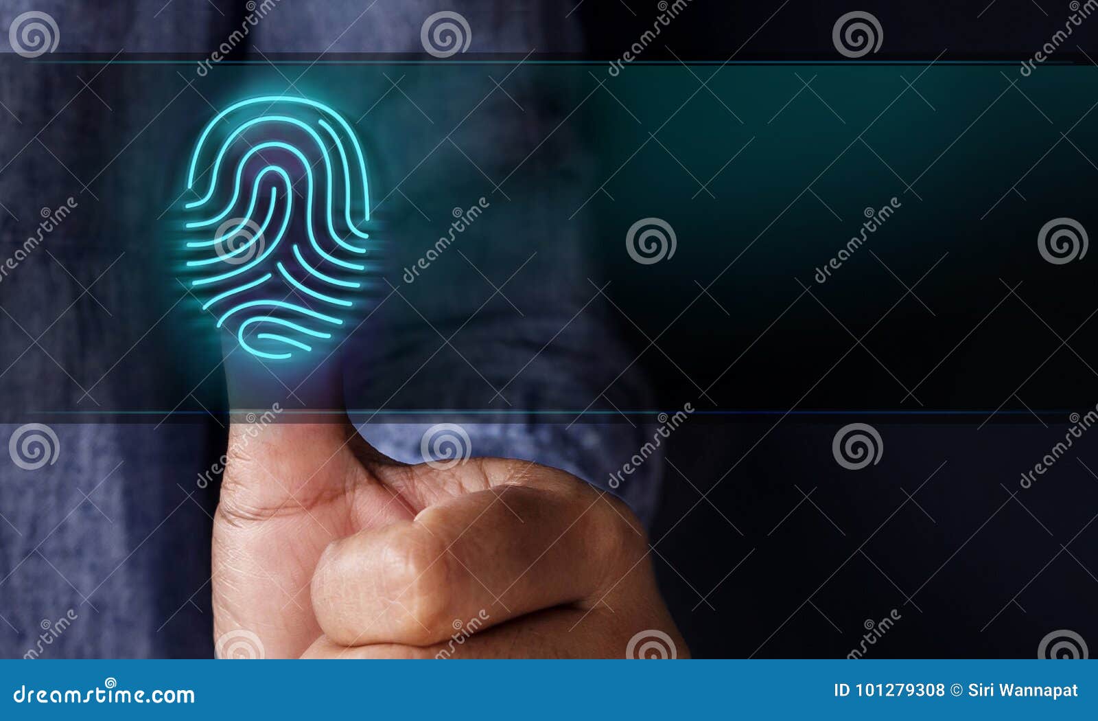 Security System by Verification Concept, Man Pressing Fingerprint on ...