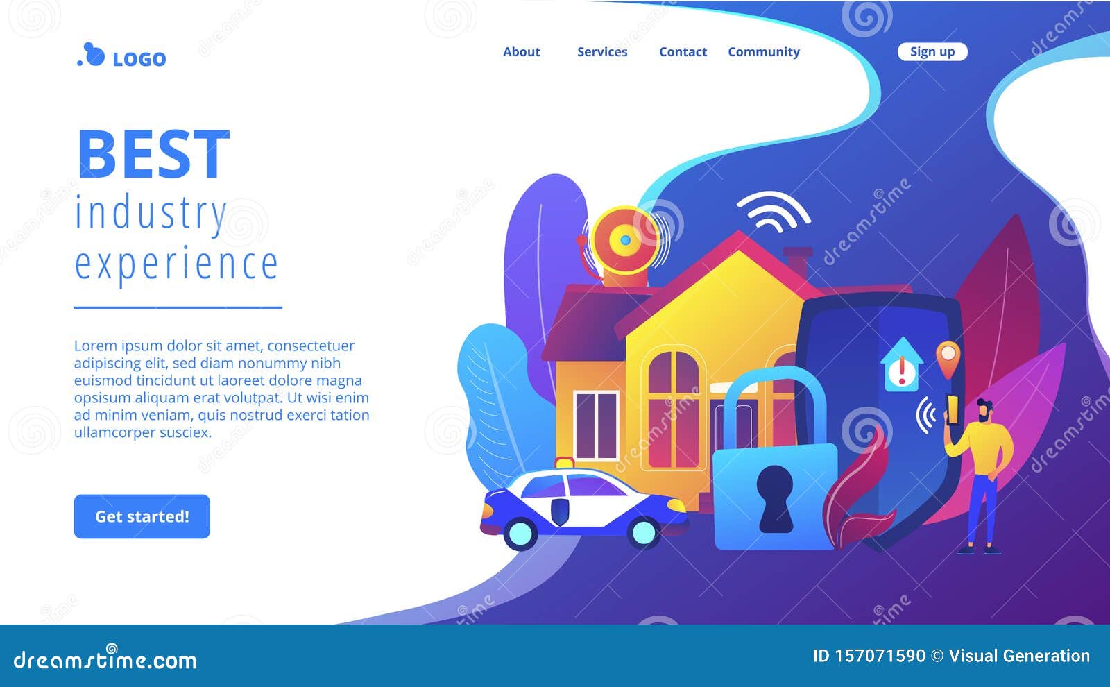 Security Systems Design Concept Landing Page Stock Vector ...