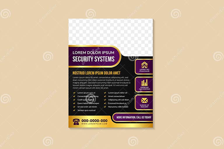 Security Systems Flyer Design Template. Cyber Security Protection ...