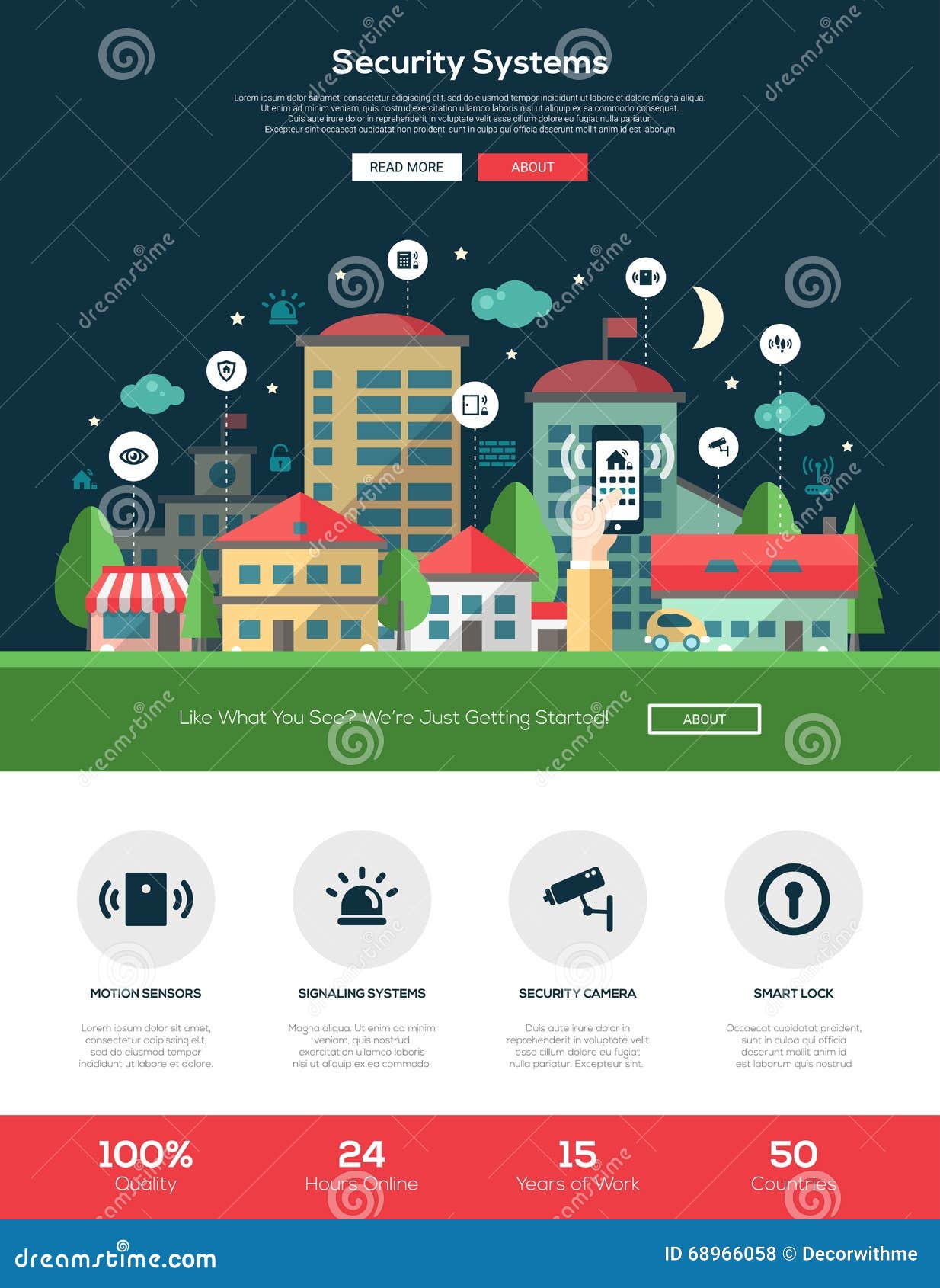 Security Systems Website Header Banner with Webdesign Elements Stock ...