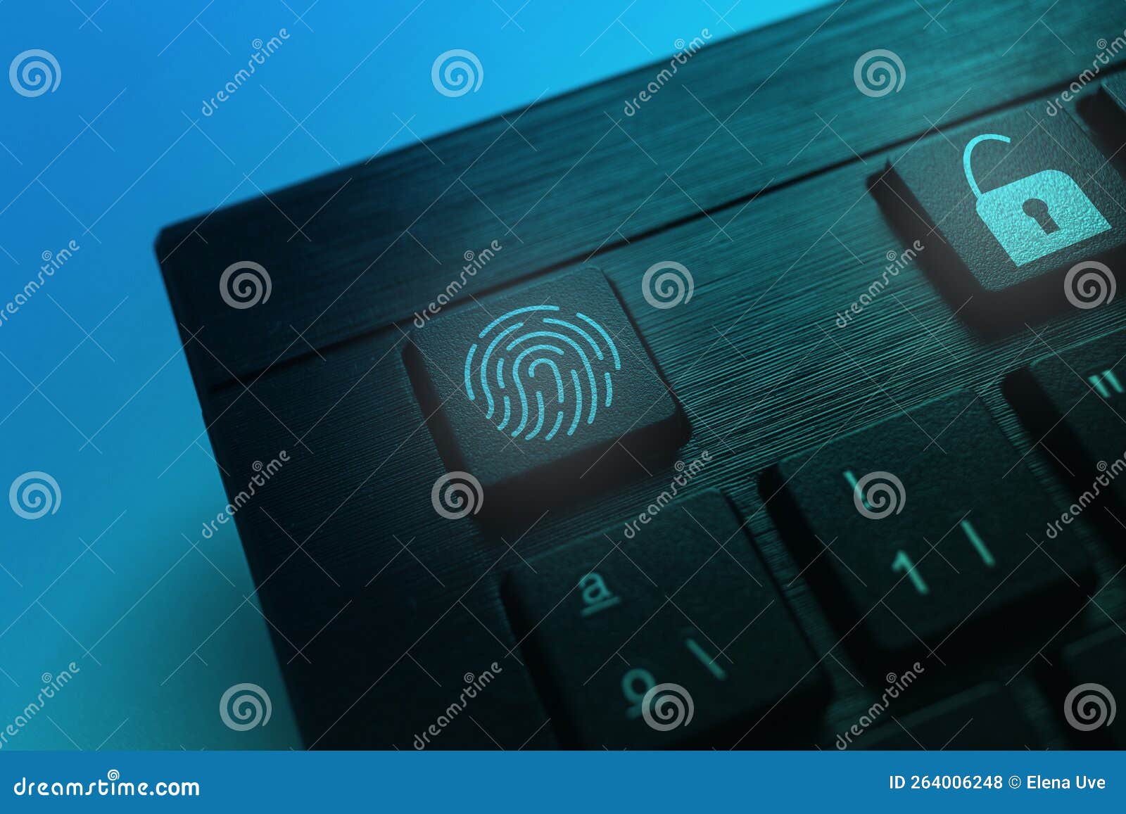 Security Tech Concept of Fingerprint on Keyboard. Stock Photo - Image ...