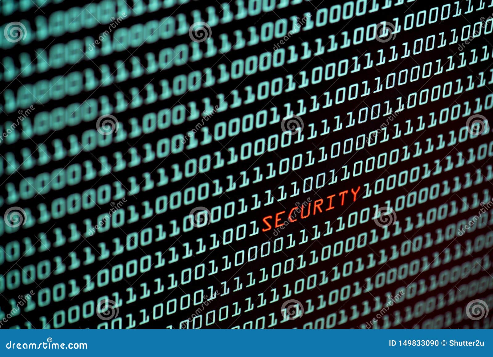 Security Text and Binary Code Concept from the Desktop Screen, Selective Focus Stock Photo ...