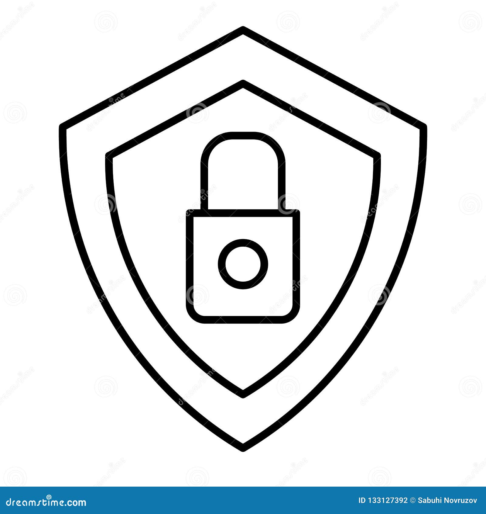 Security Thin Line Icon. Shield and Lock Vector Illustration Isolated ...