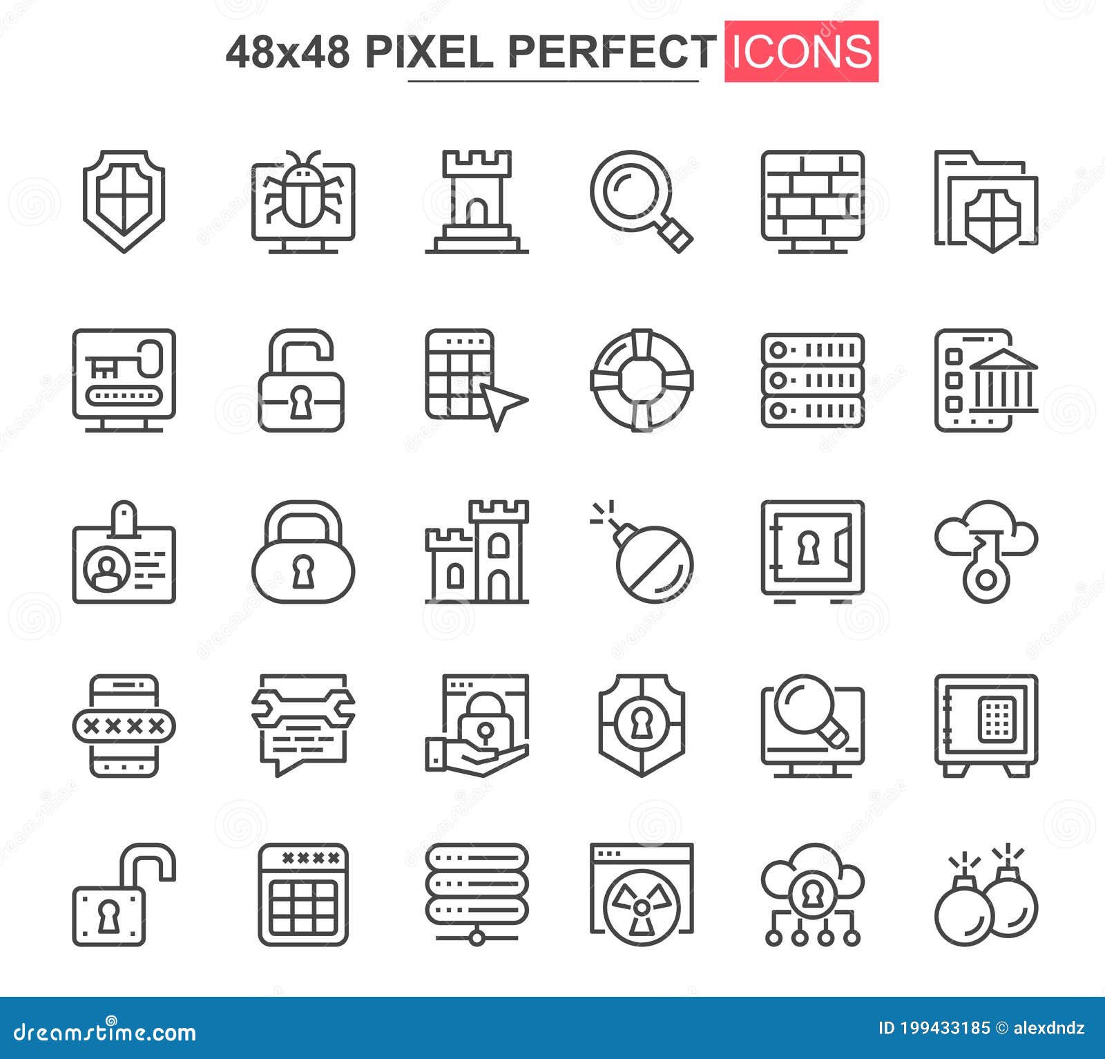 Ssl Security Thin Line Icon Certificate Protected Vector Illustration