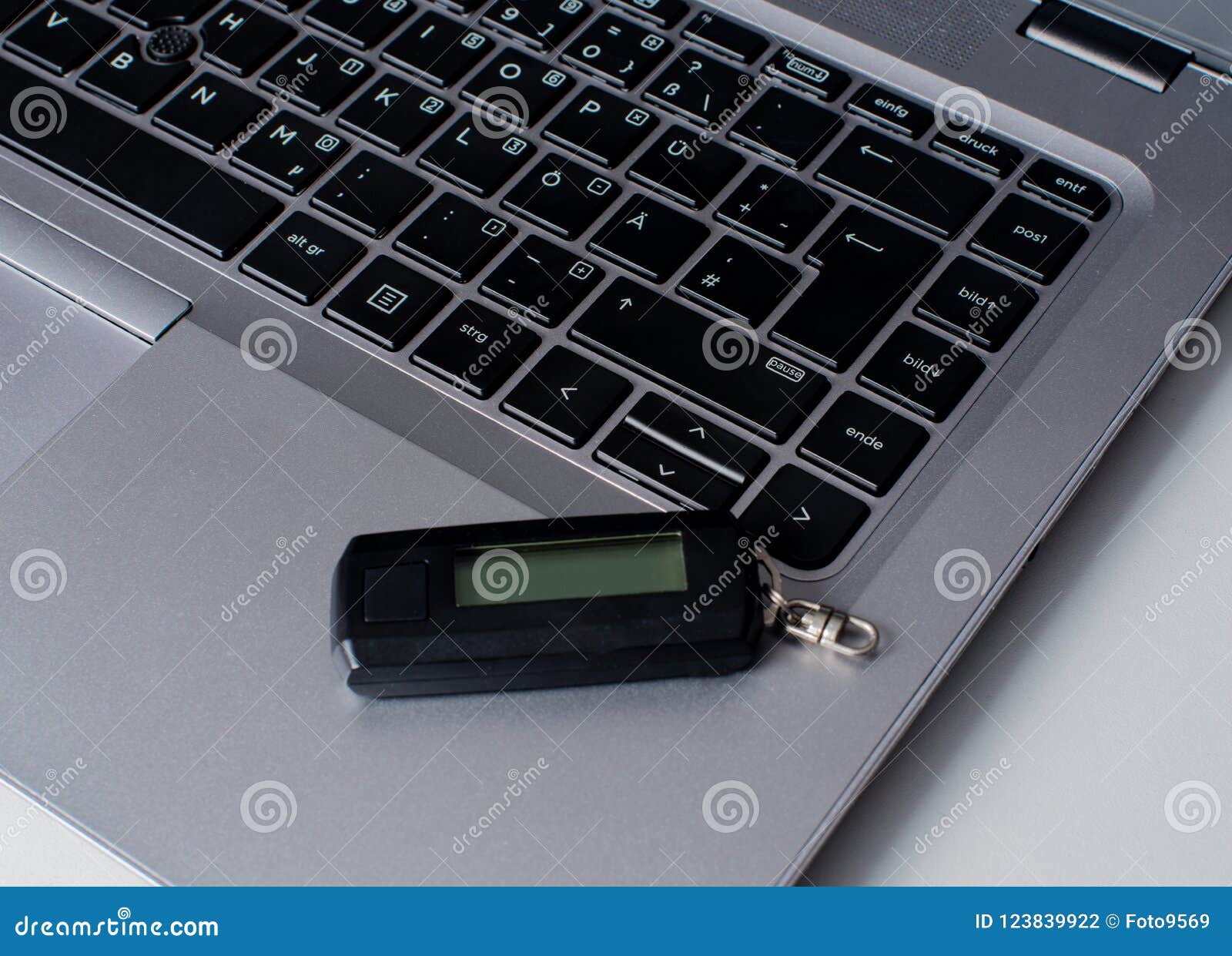 Security Token on Notebook Keyboard Stock Photo - Image of danger ...