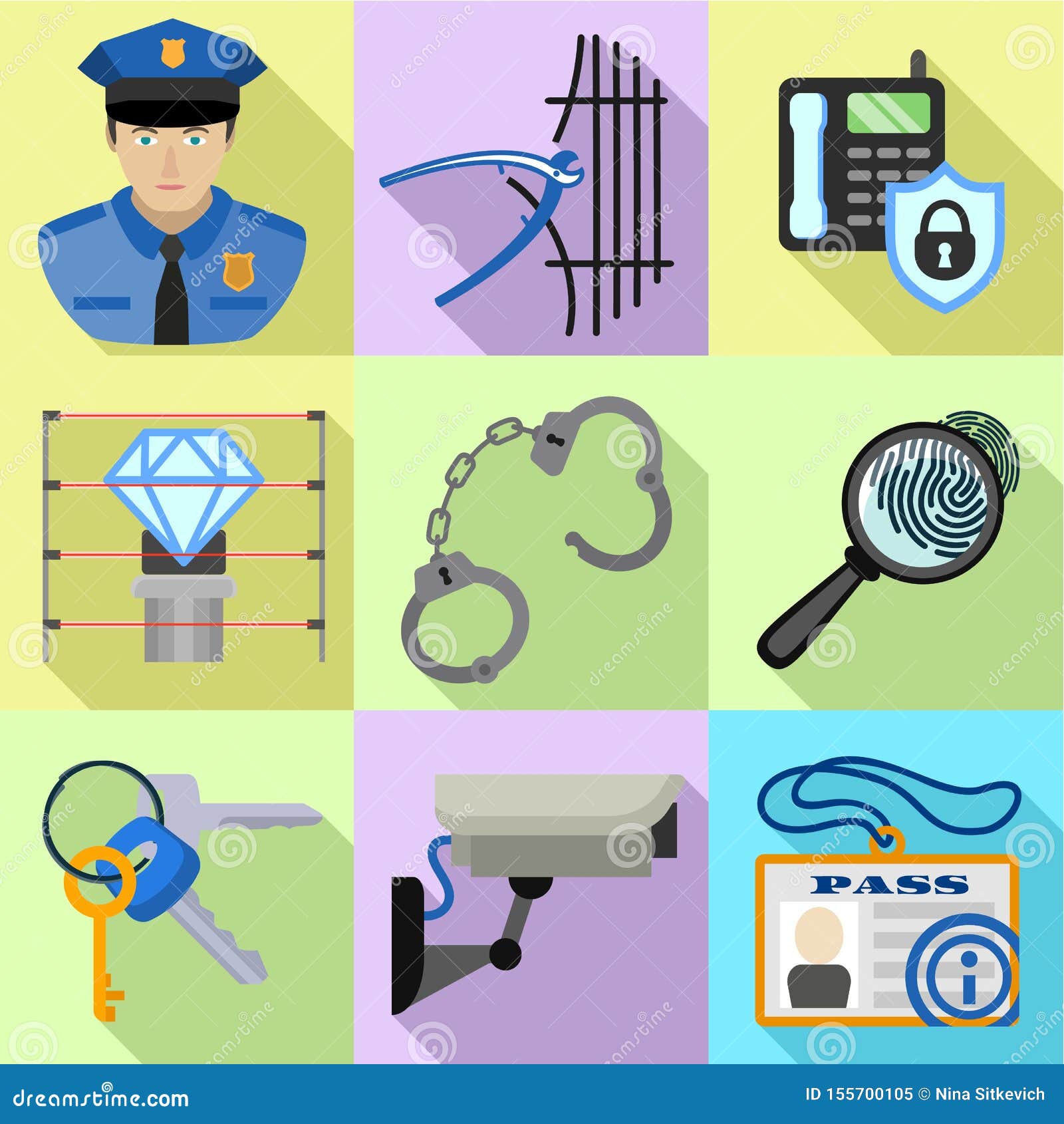 Security Tools Icon Set, Flat Style Stock Vector - Illustration of ...