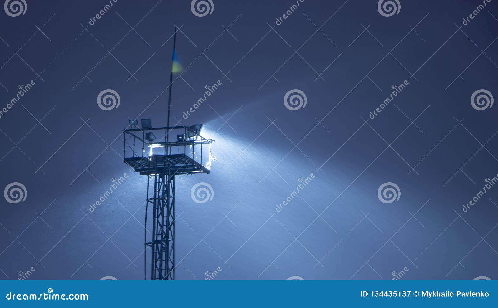 Security Tower on the Background of the Night Sky with the Included ...
