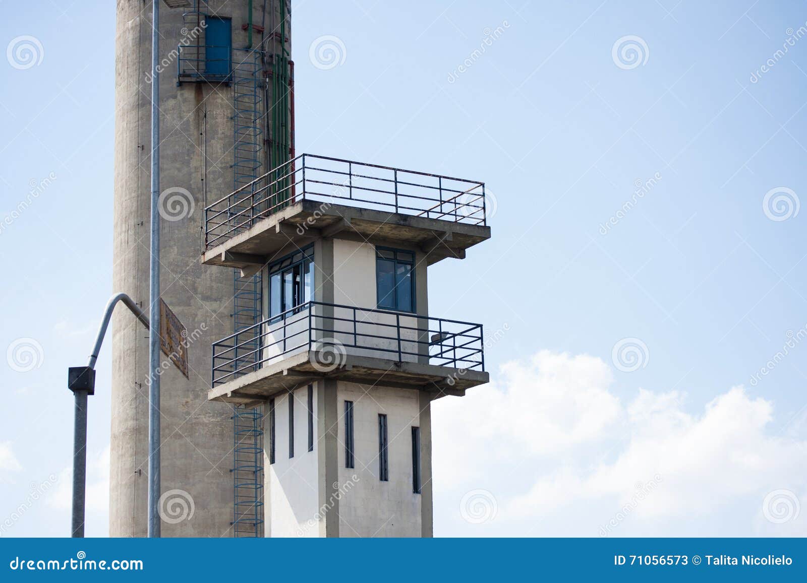 Security Tower with Traffic Sign Stock Image - Image of public, guard ...