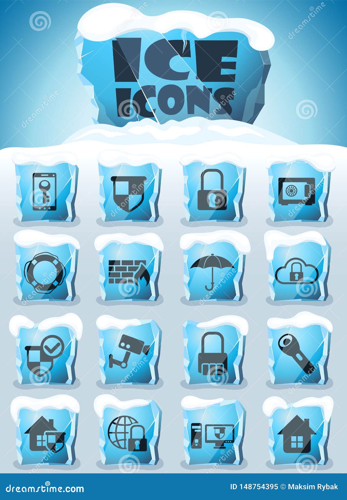 Security icon set stock vector. Illustration of crystal - 148754395