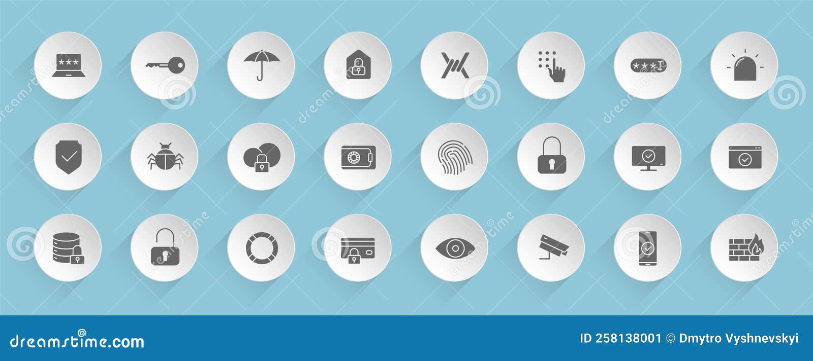 Security Vector Icons on Round Puffy Paper Circles Stock Vector ...