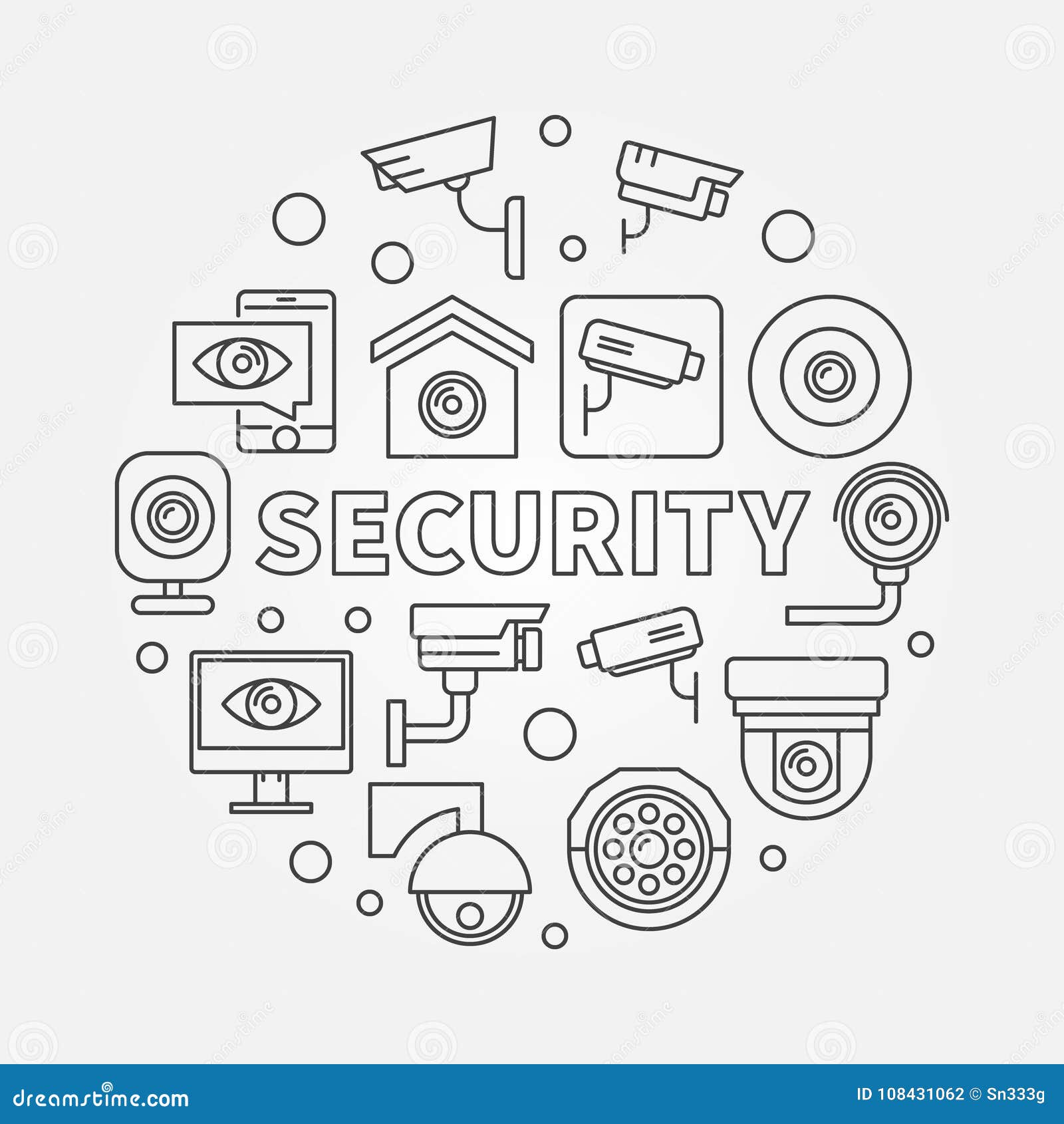 Security Vector Round Concept Linear Illustration Stock Vector ... Security Vector Round Concept Linear Illustration Stock Vector ...
