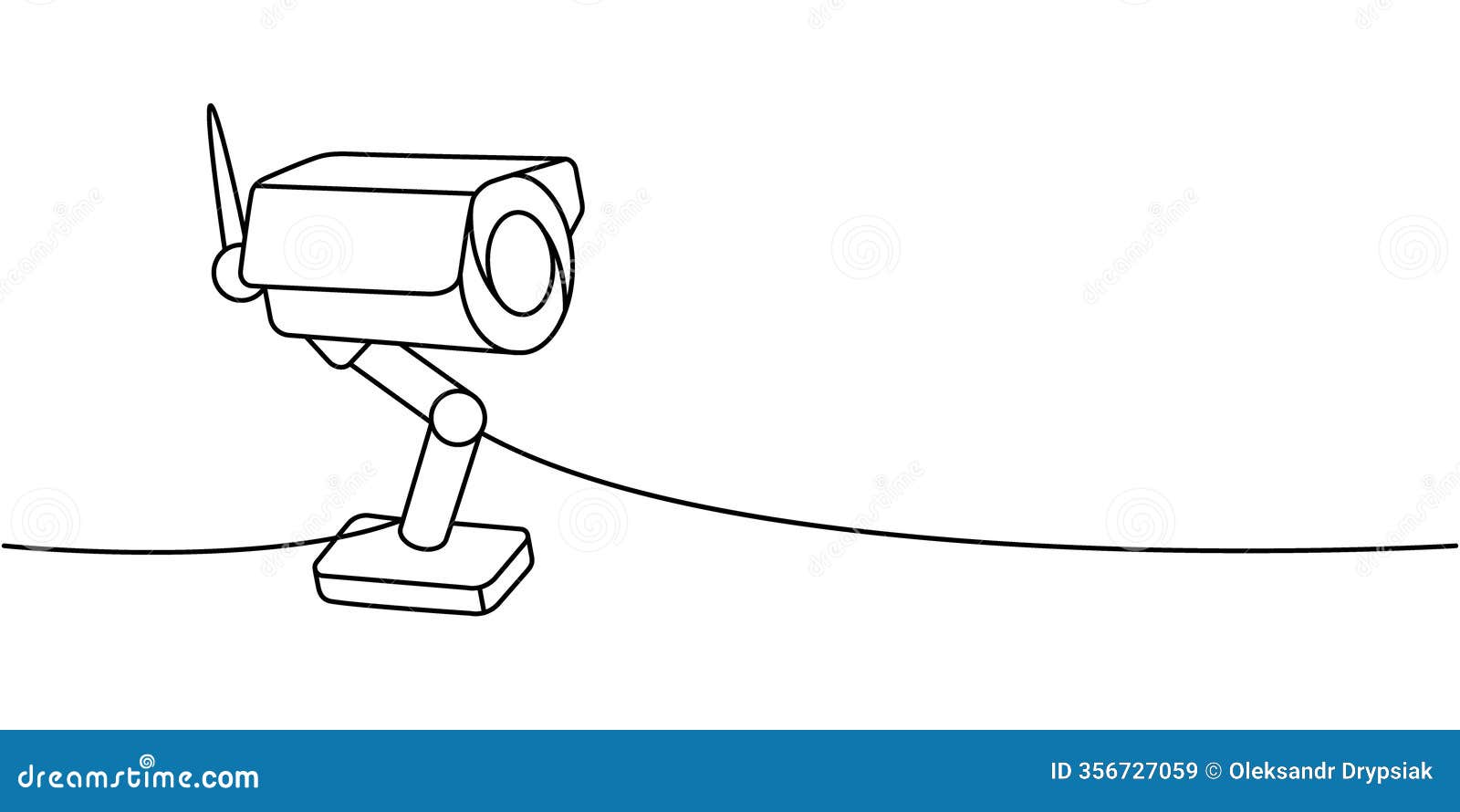 Security Video Camera One Line Continuous Drawing. Video Surveillance ...