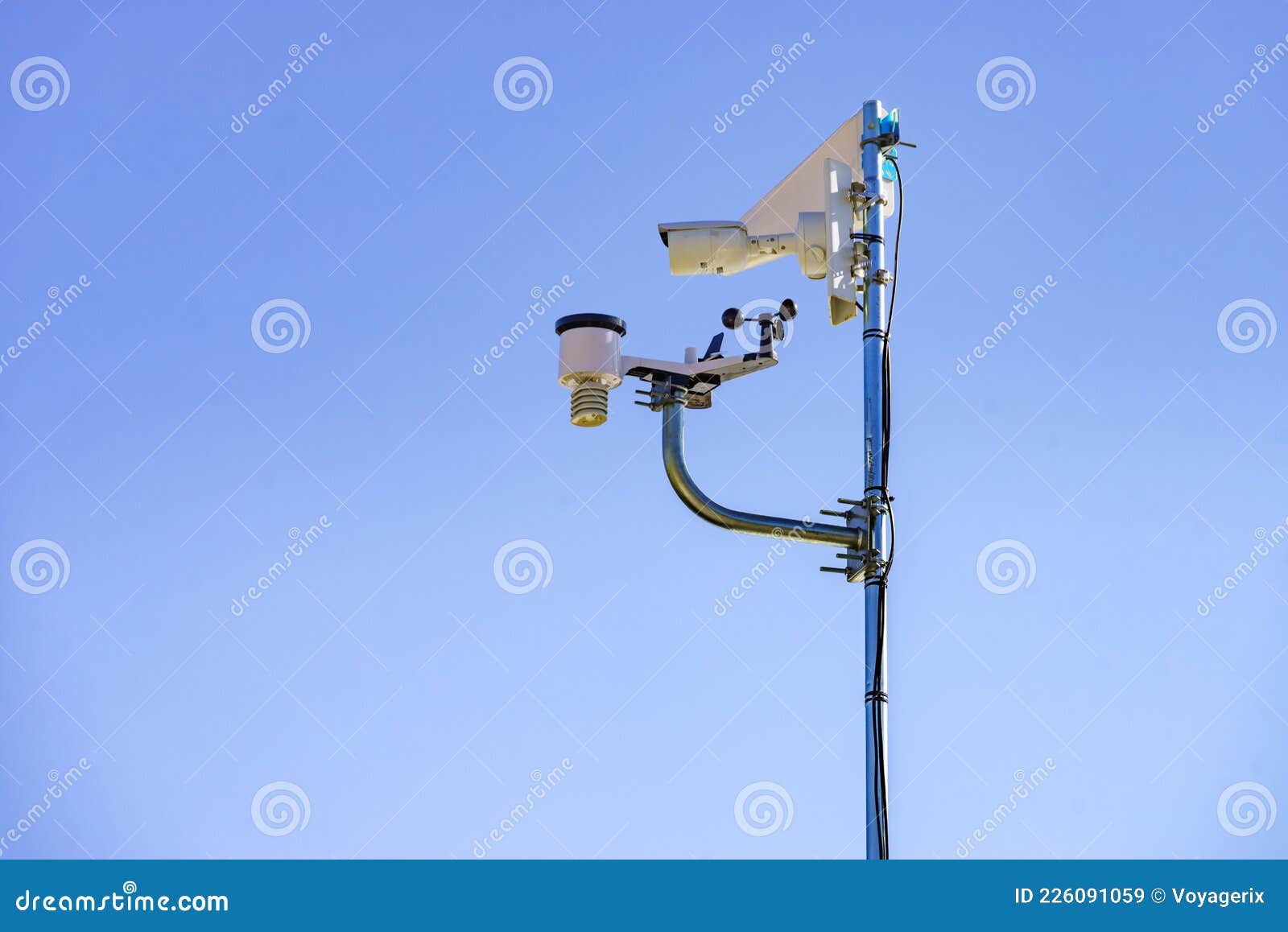 Security Video Camera and Wind Indicator Against Sky Stock Image ...