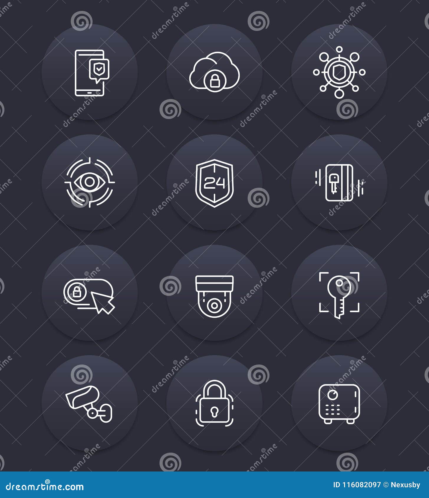 Security, Biometric Scan, Secure Data Line Icons Stock Vector ...