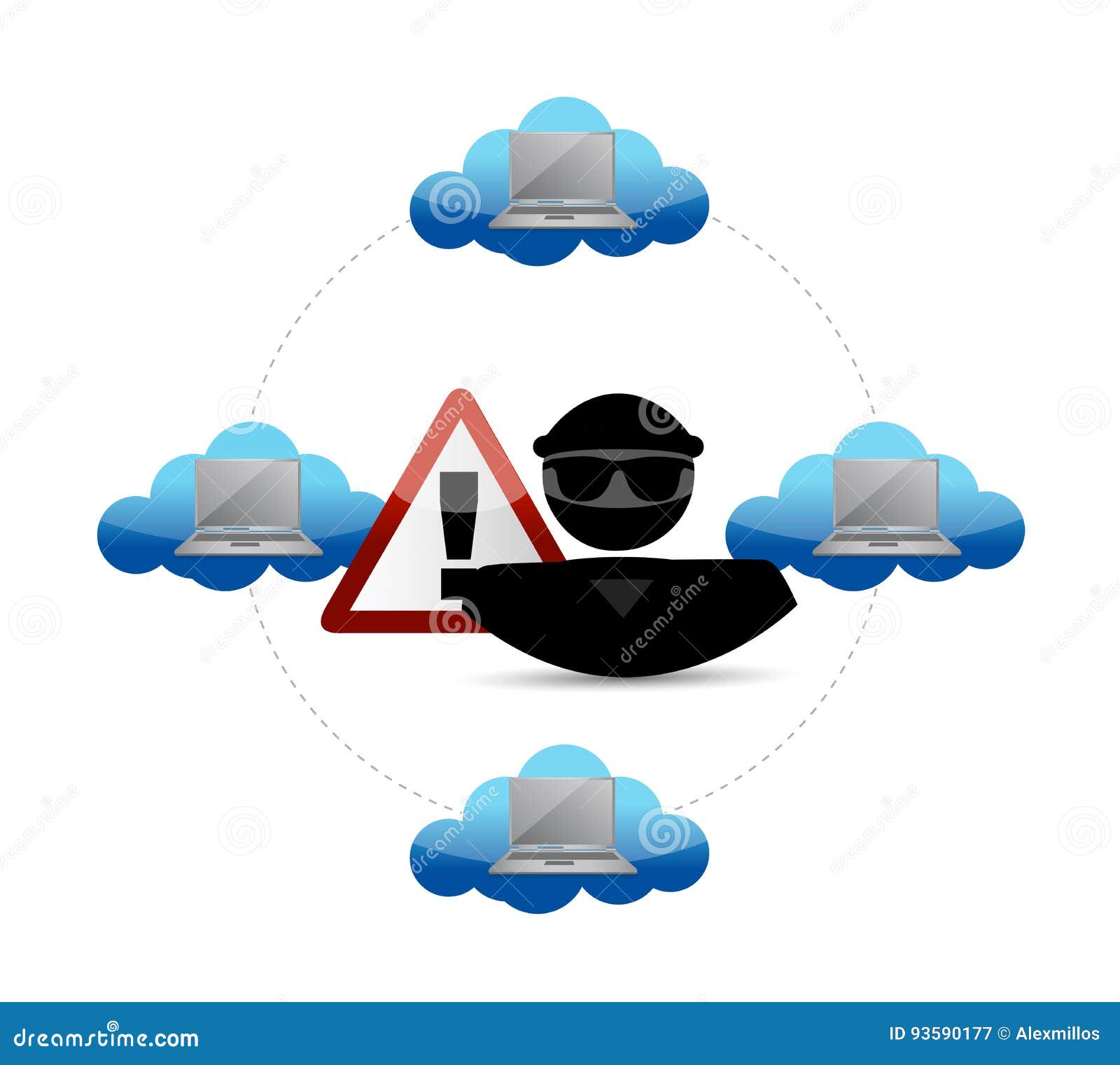 Security Warning. Hacker Access To Cloud Computing Stock Illustration ...