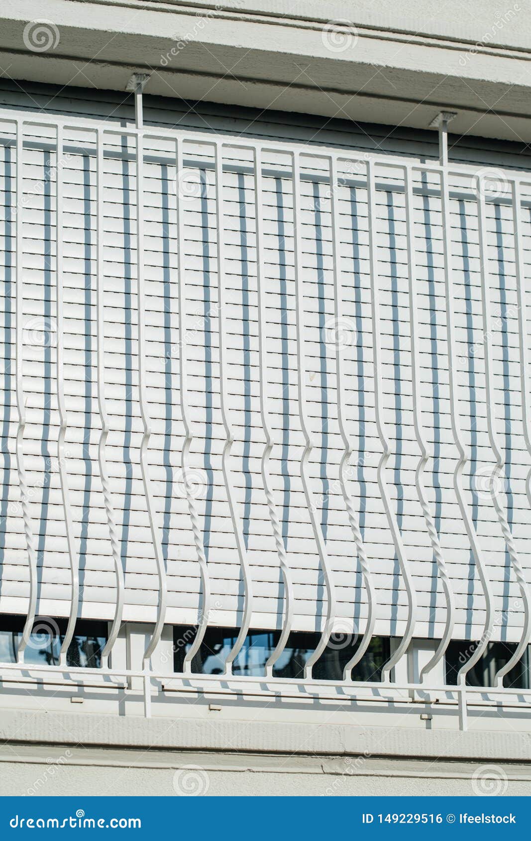 Security White Fences on the Window Stock Photo - Image of modern, grid ...