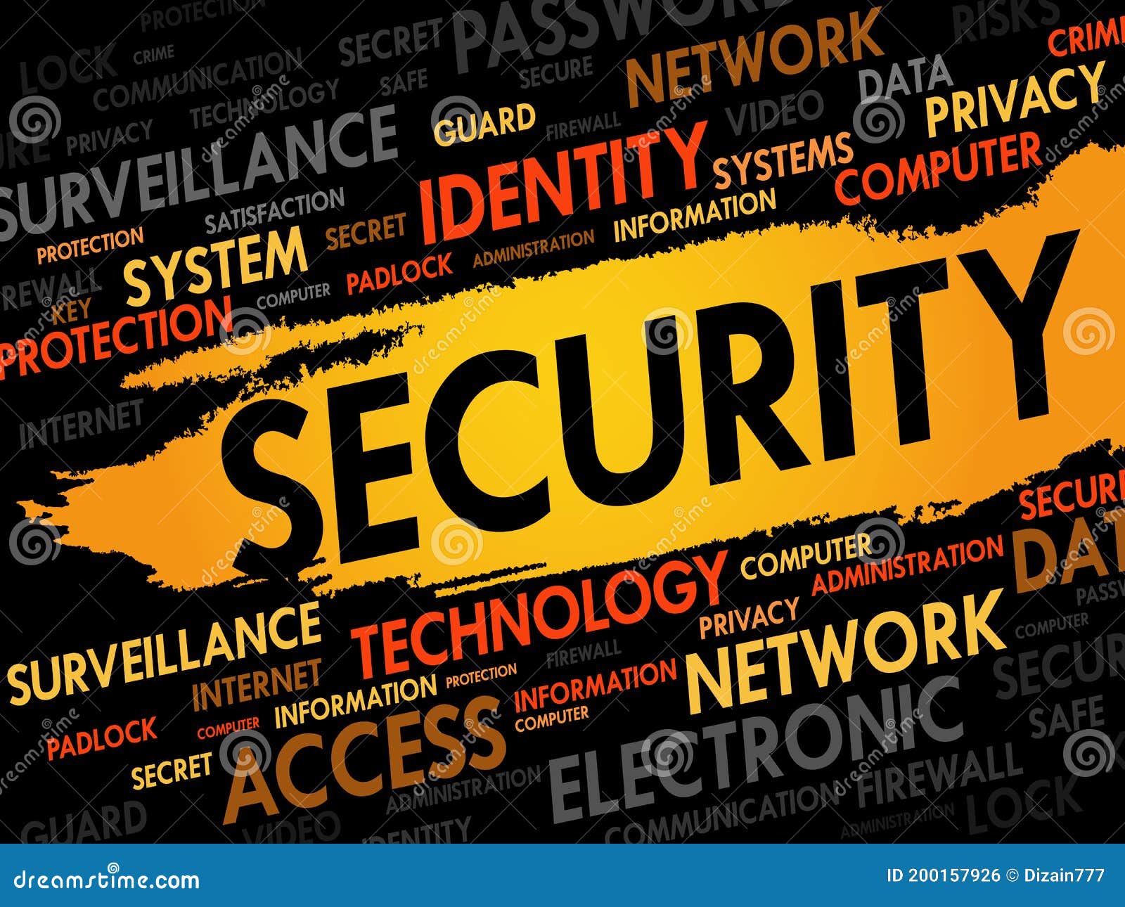 SECURITY word cloud stock illustration. Illustration of network - 200157926