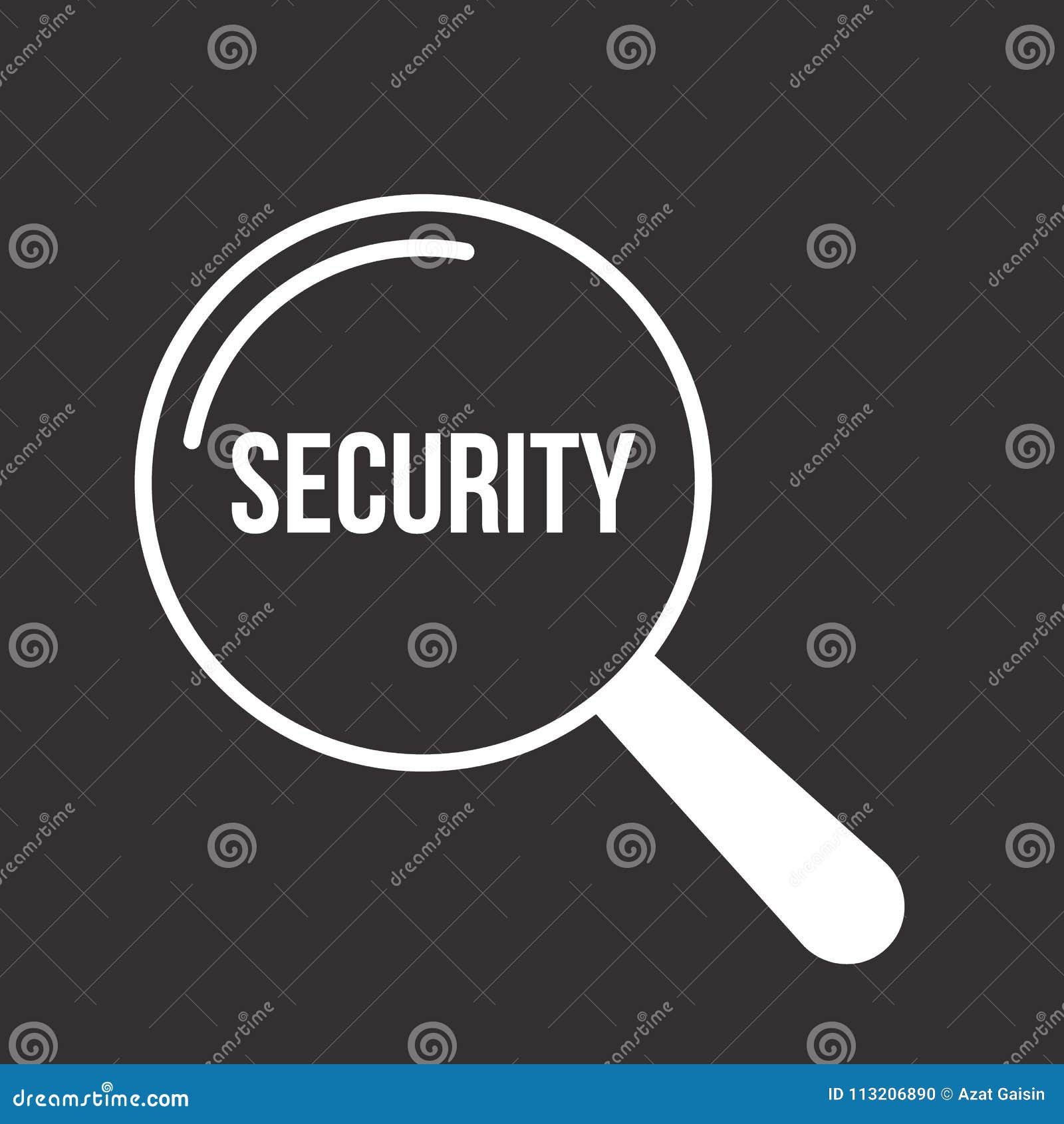 Security Word Magnifying Glass Stock Vector - Illustration of close ...