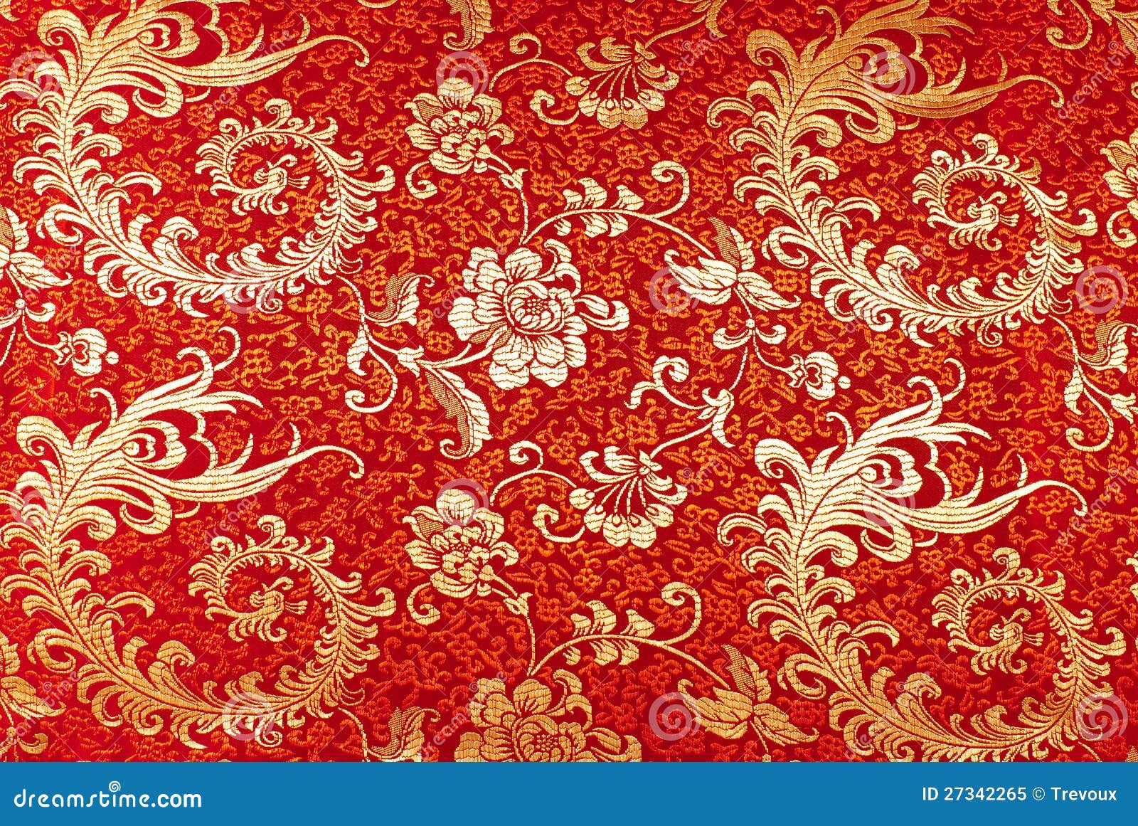 Seda Roja Con El Modelo Floral Imagen de archivo - Imagen de real ...