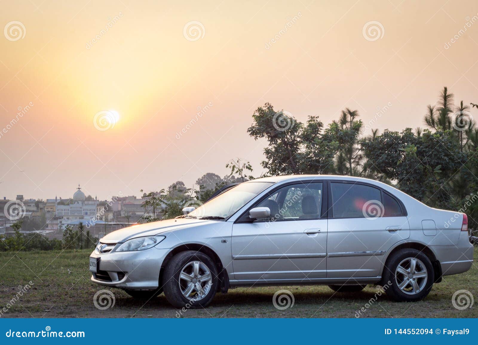 A Sedan Car with Sun in the Background Editorial Stock Image - Image of ...