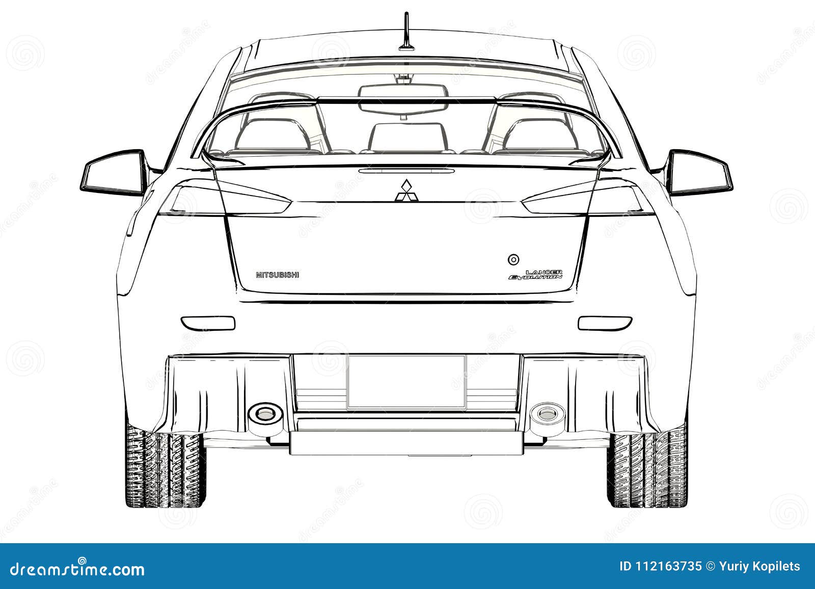 Sedan Mitsubishi Evolution X Sketch. 3D Illustration. Editorial Image ...