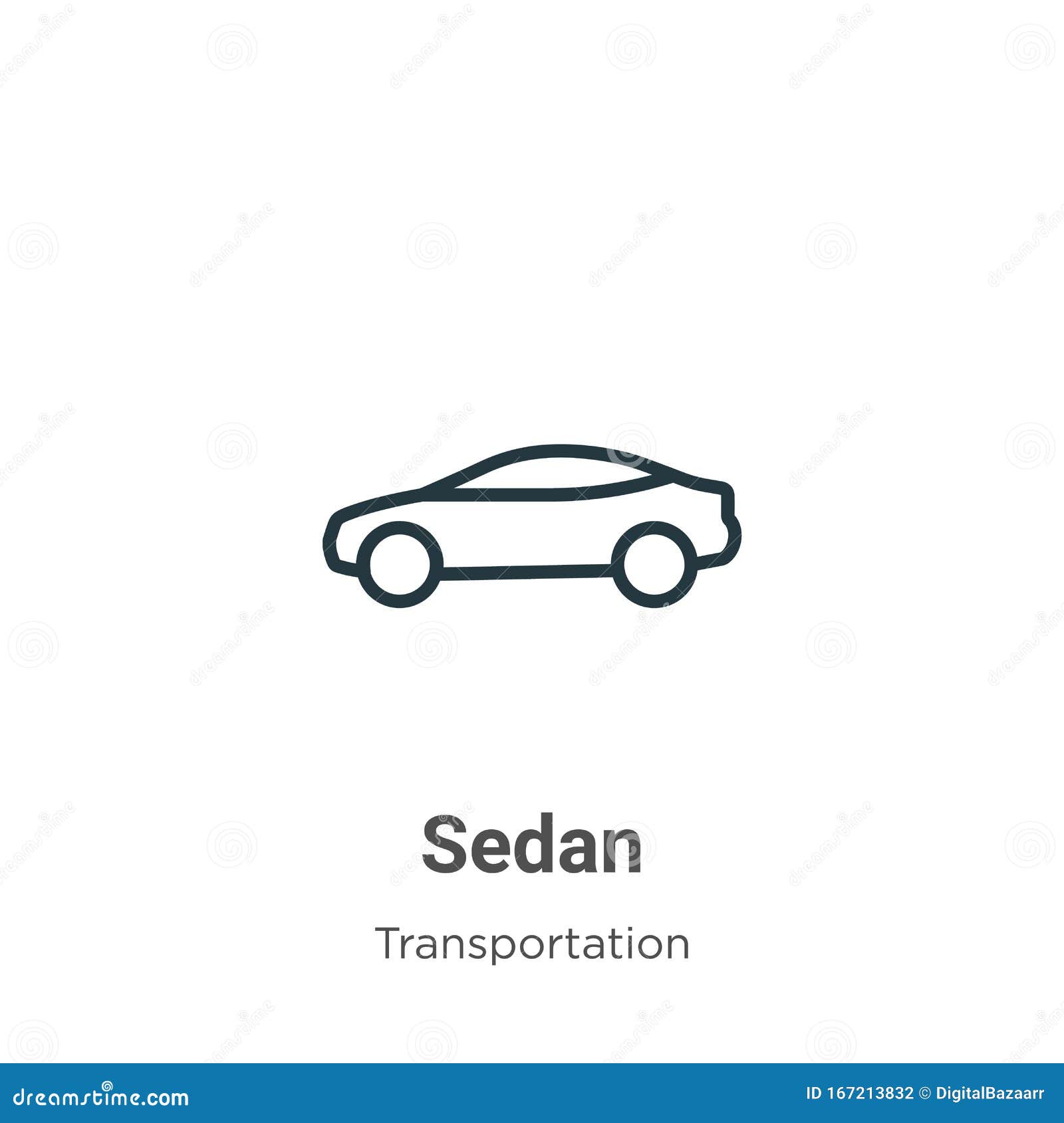 Sedan Outline Vector Icon. Thin Line Black Sedan Icon, Flat Vector ...