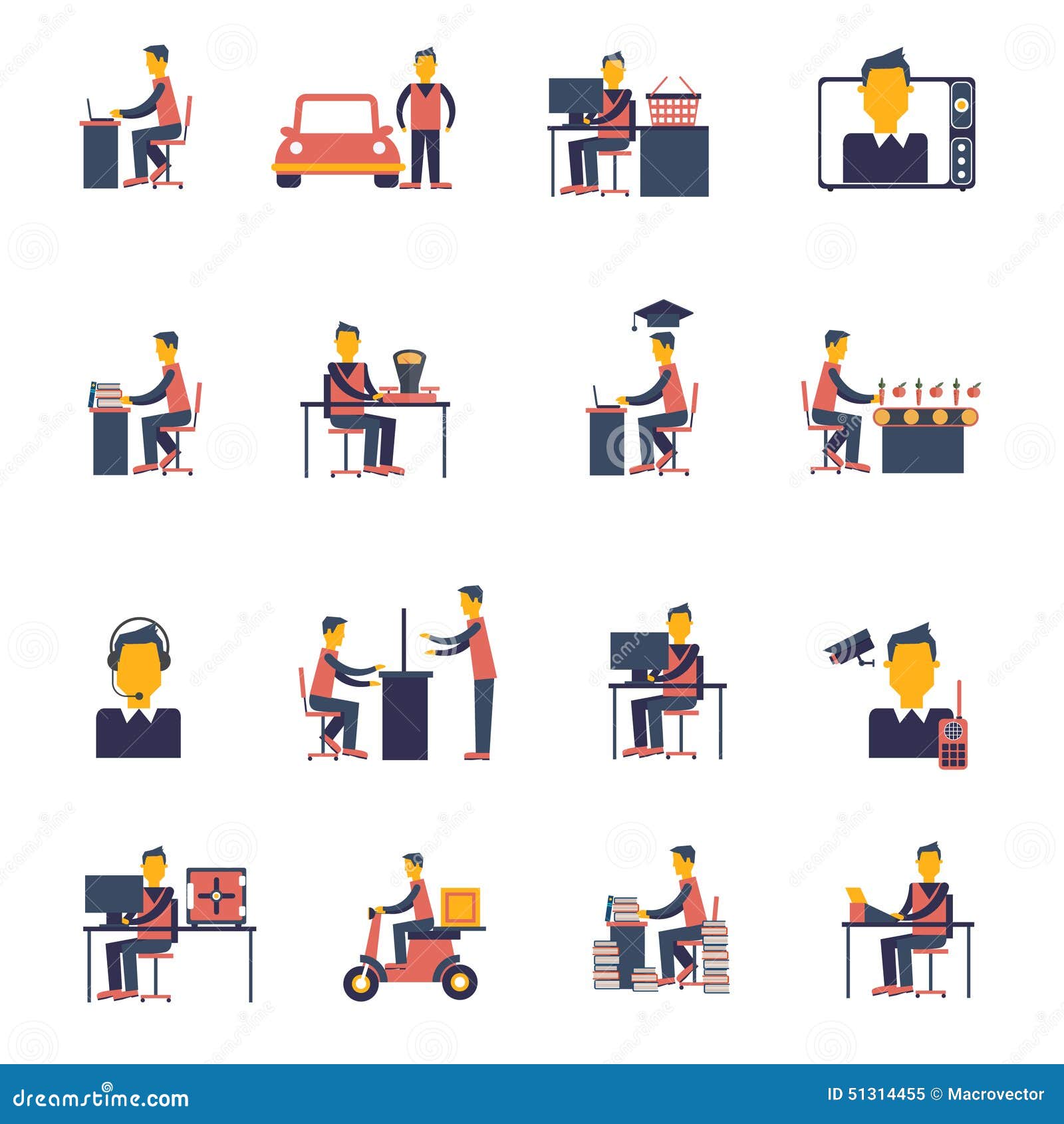 Sedentary Icon Flat stock vector. Illustration of armchair - 51314455