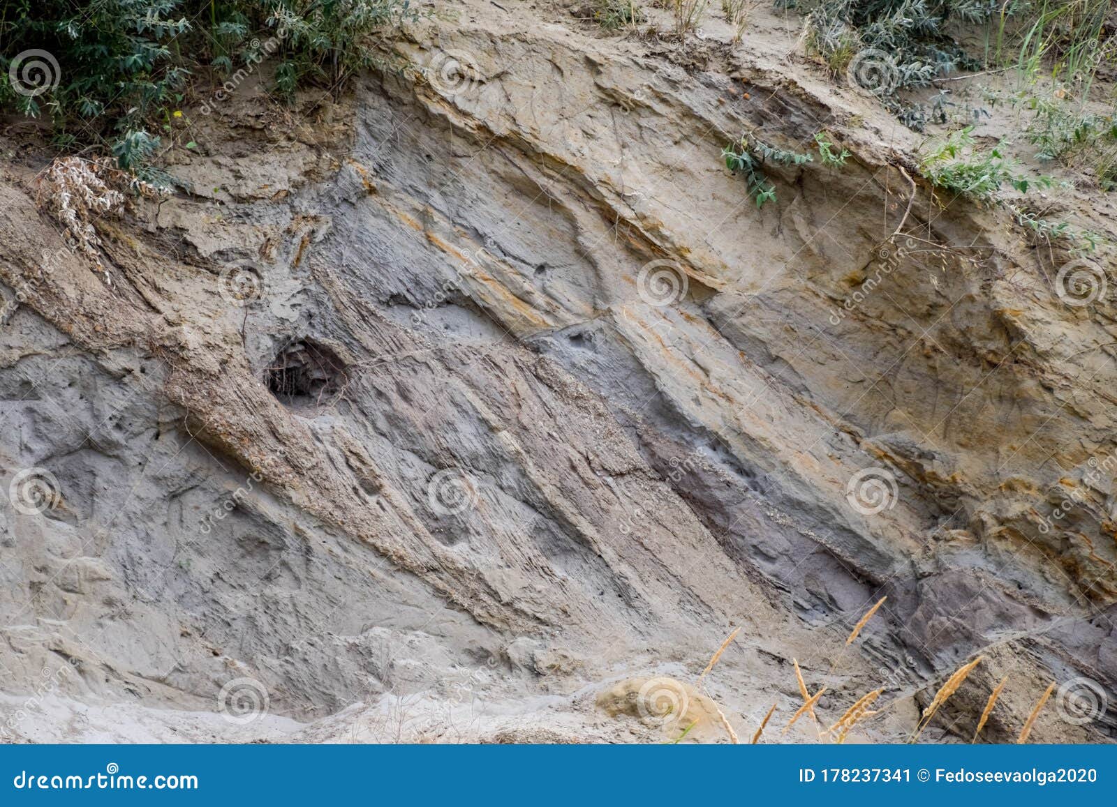 Sedimentary Layers of the Rock in the Sand Scree. Sand, Pebbles and ...