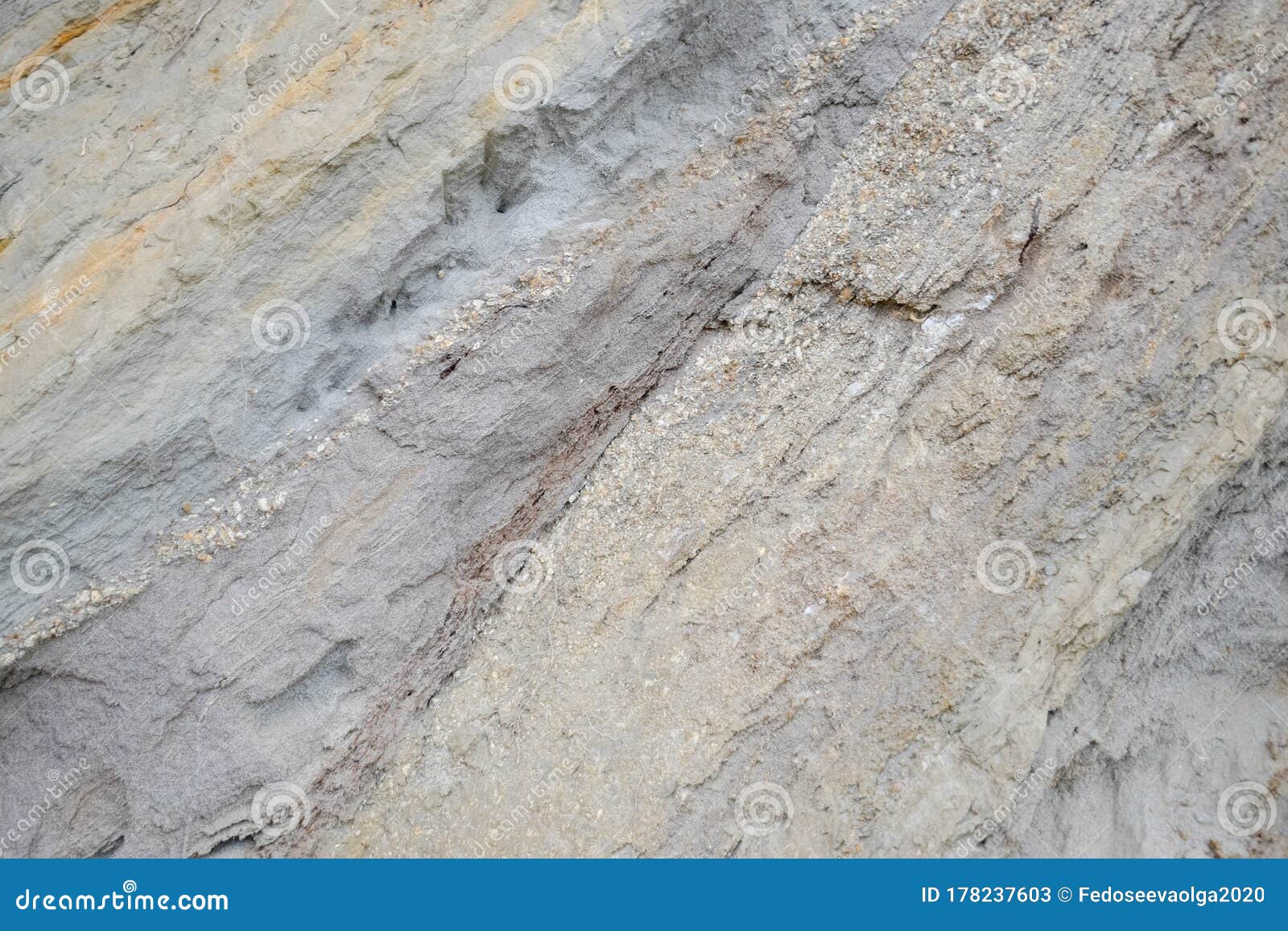Sedimentary Layers of the Rock in the Sand Scree. Sand, Pebbles and ...