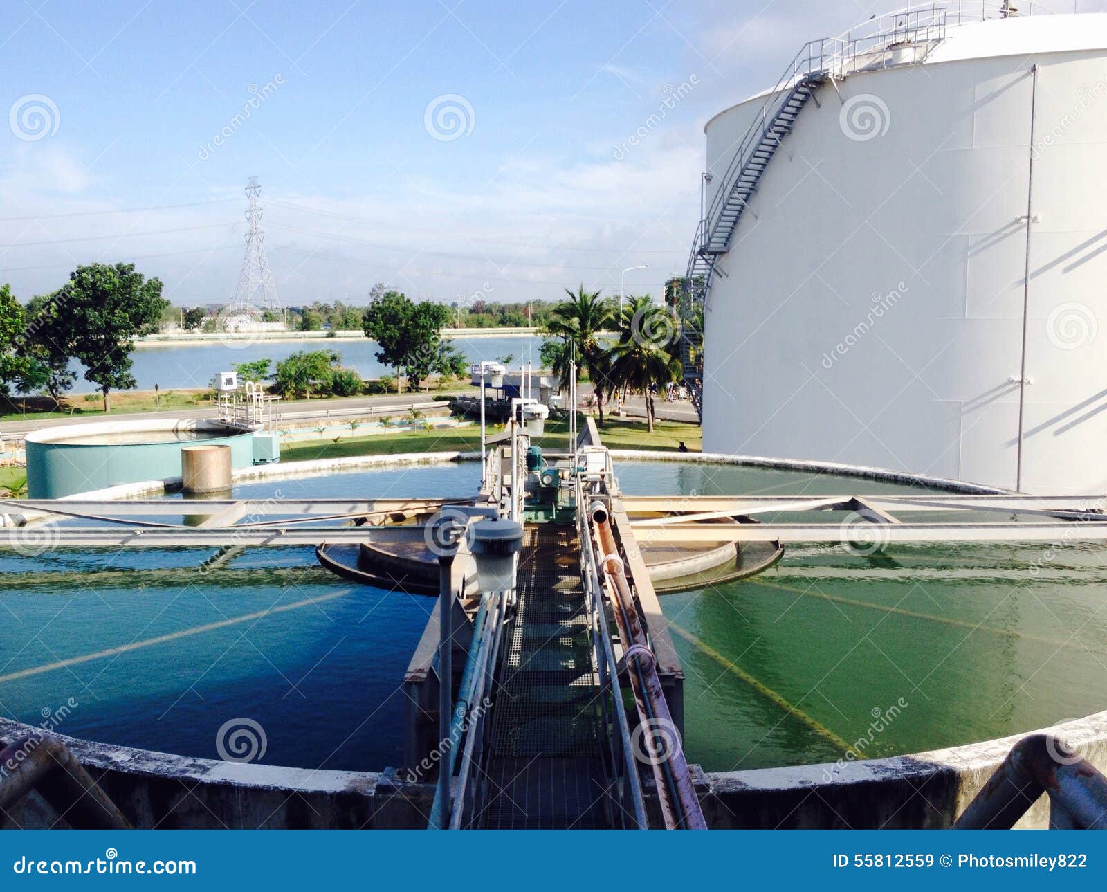 Sedimentation ponds stock image. Image of boat, building - 55812559