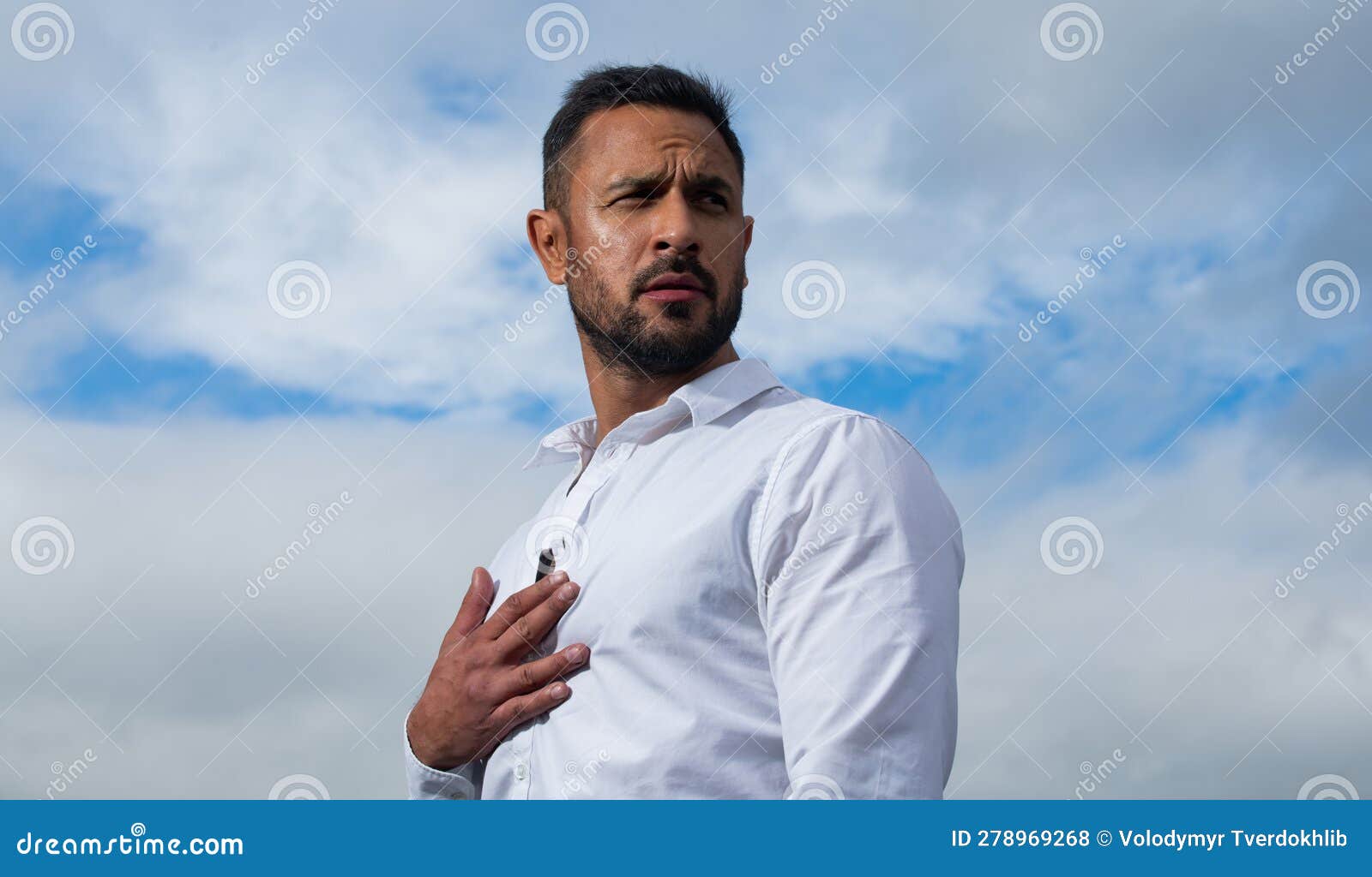 Seductive Face of a Man Outdoor. Macho Looking Confident. Stock Photo ...