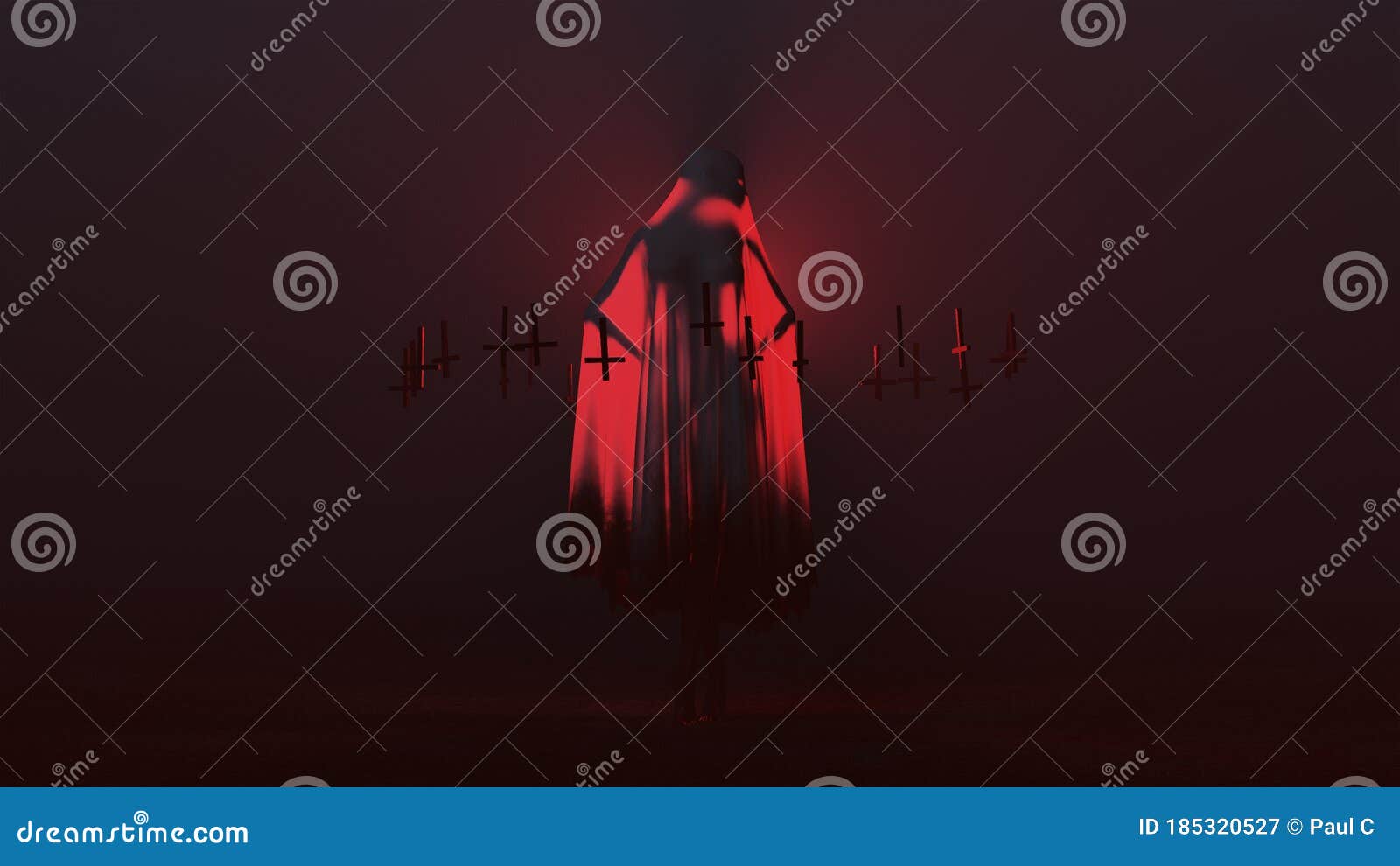 Seductive Ghost Demon with Hands on Hips in a Death Shroud Upside Down ...