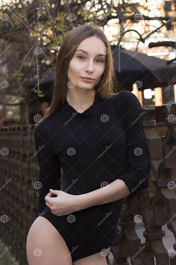 Seductive Woman In Underwear Posing At The Street Stock Image Image Of Nude Female 70803219