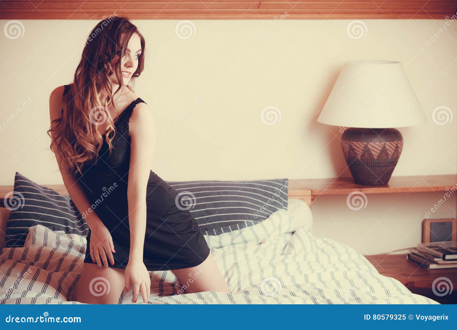 Seductive Young Woman In Lingerie In Bed Stock Image Image Of Lovely