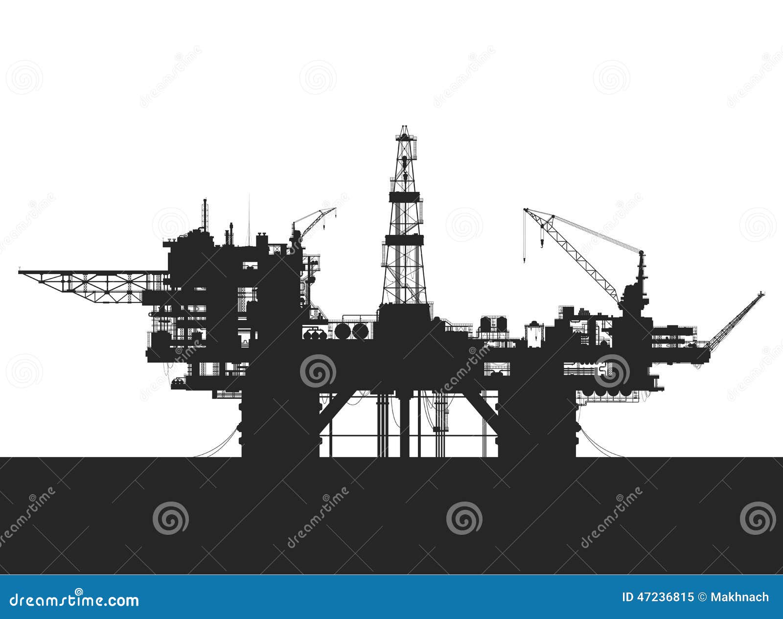 Seeölplattform Bohrinsel Im Meer Vektor Abbildung - Illustration von ...