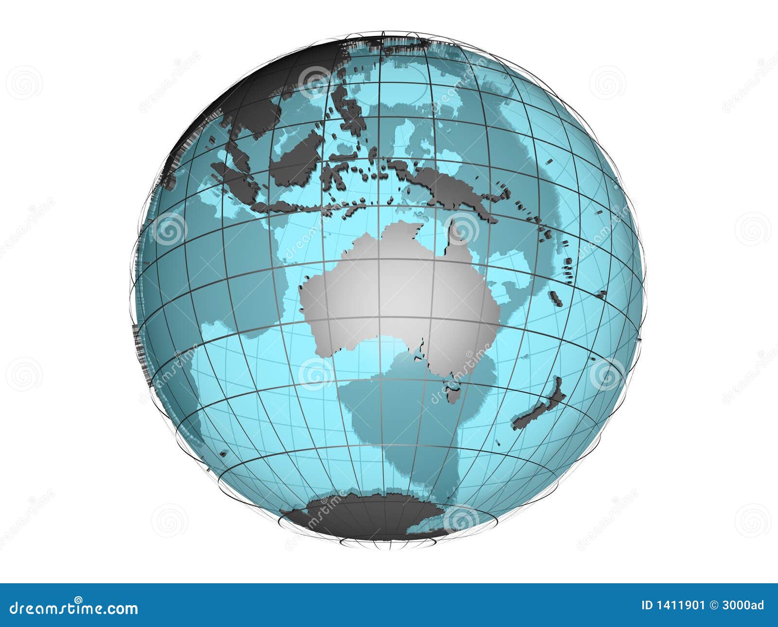 See-through 3d Globe Model Showing Australia and Oceania Stock ...