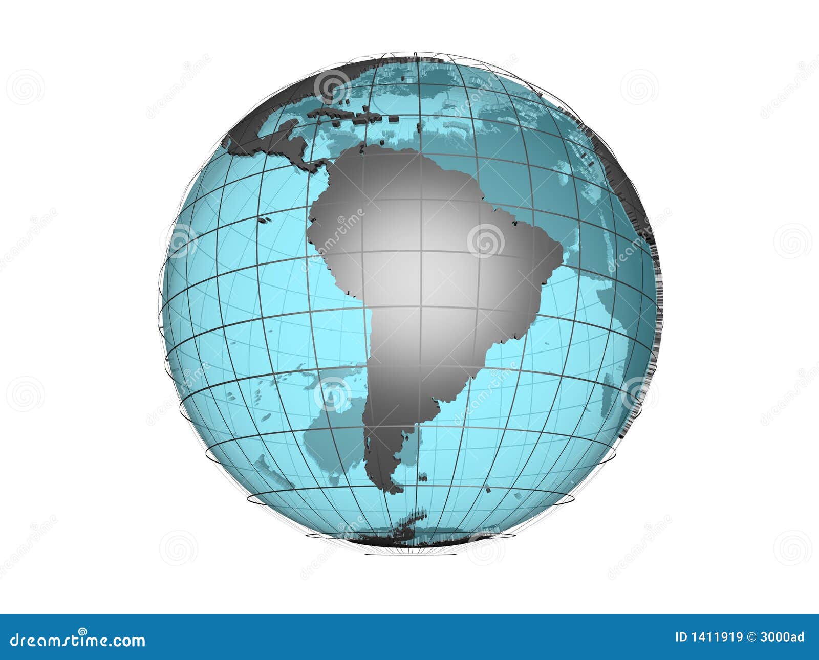 See-through 3d Globe Model Showing South America Stock Illustration ...