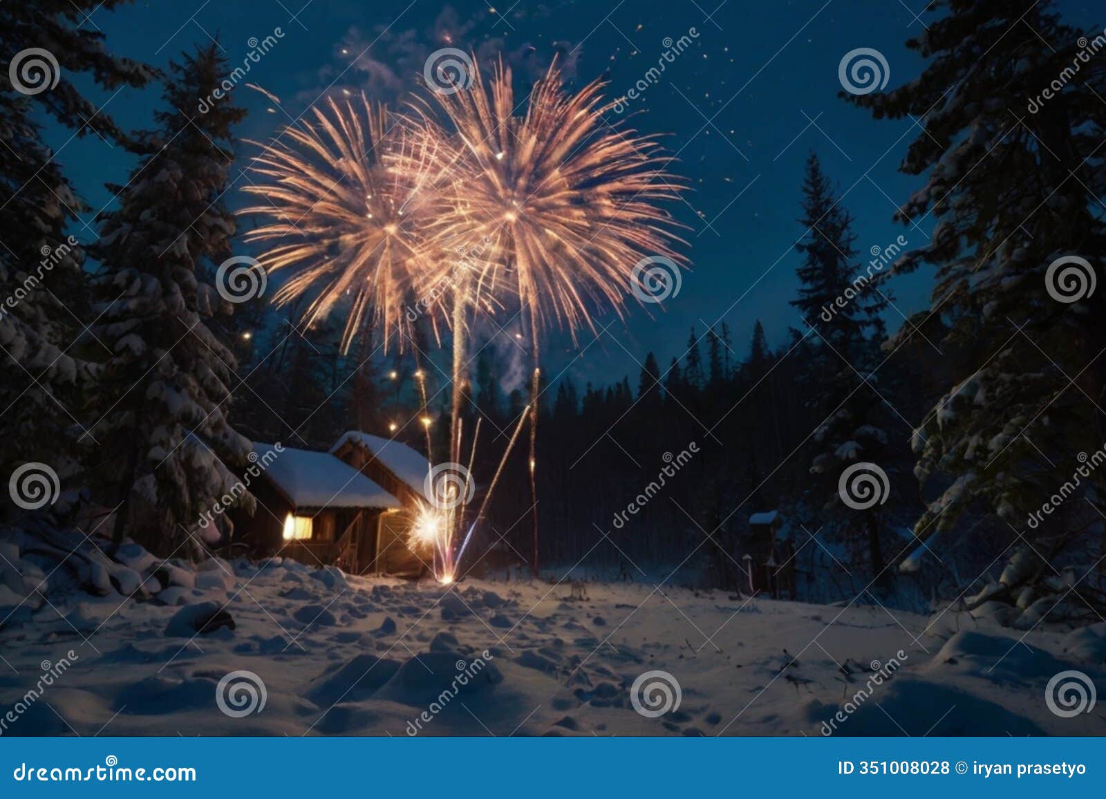 See Fireworks in the Forest when New Year S Eve Arrives Stock Photo ...