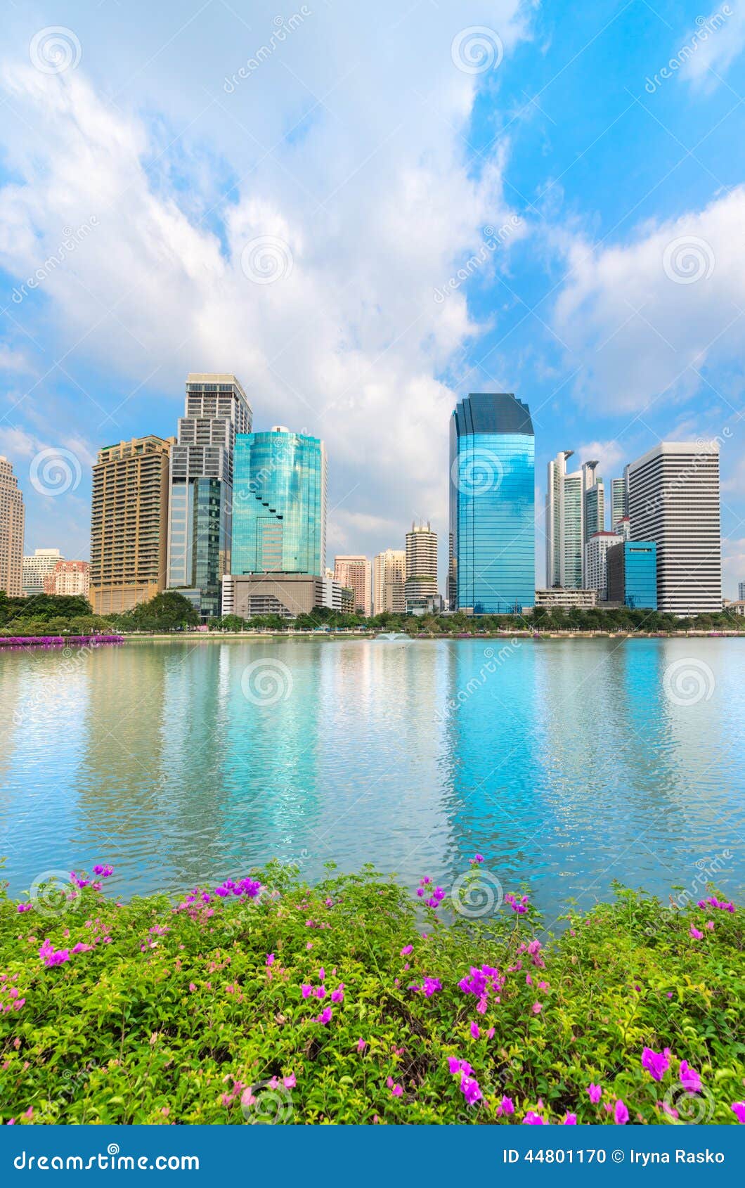 See Mit Blume Und Moderne Stadtskyline Des Geschäftsgebiets Tun ...