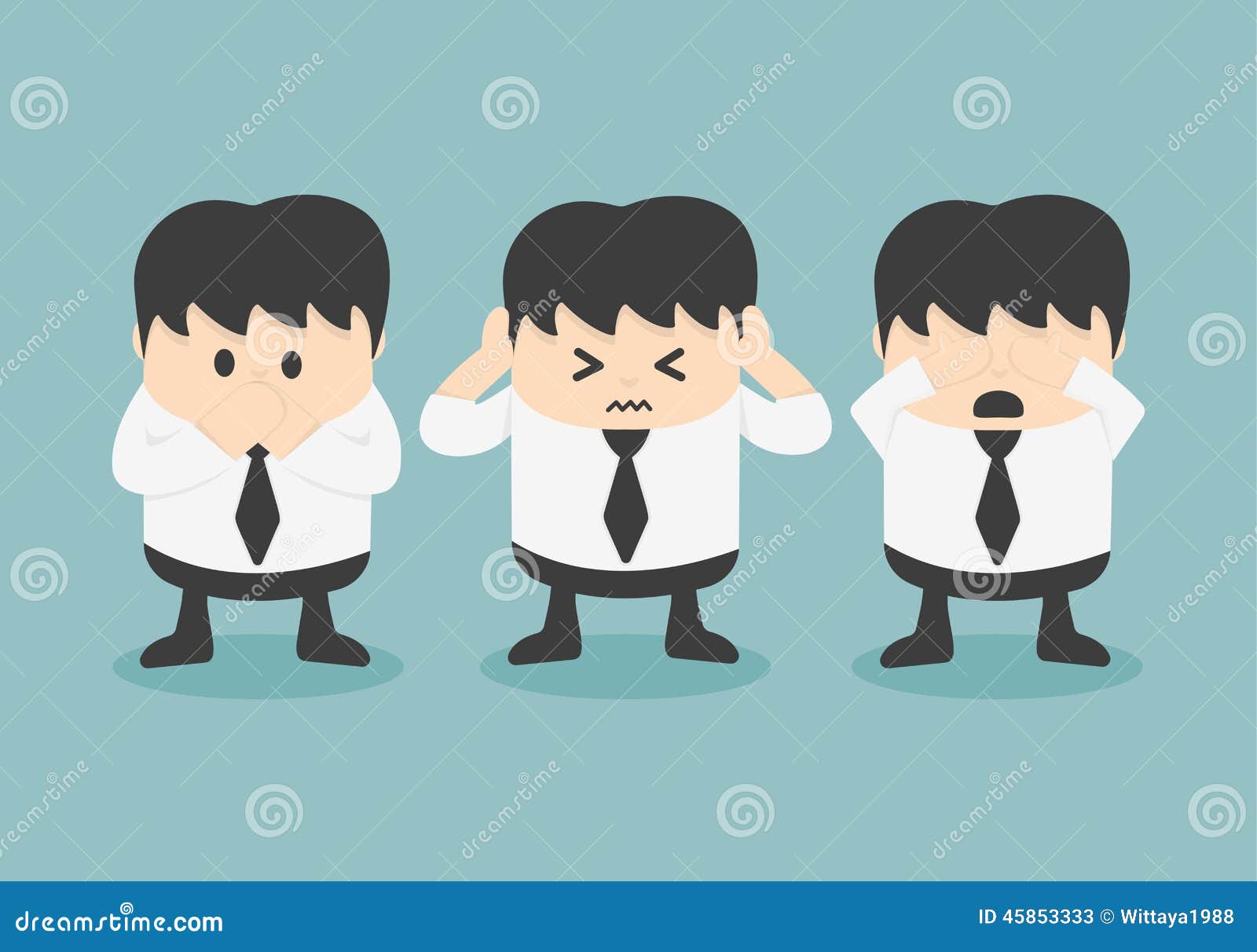 See No Evil Hear No Evil Speak No Evil Vector Cartoon Boy Character ...