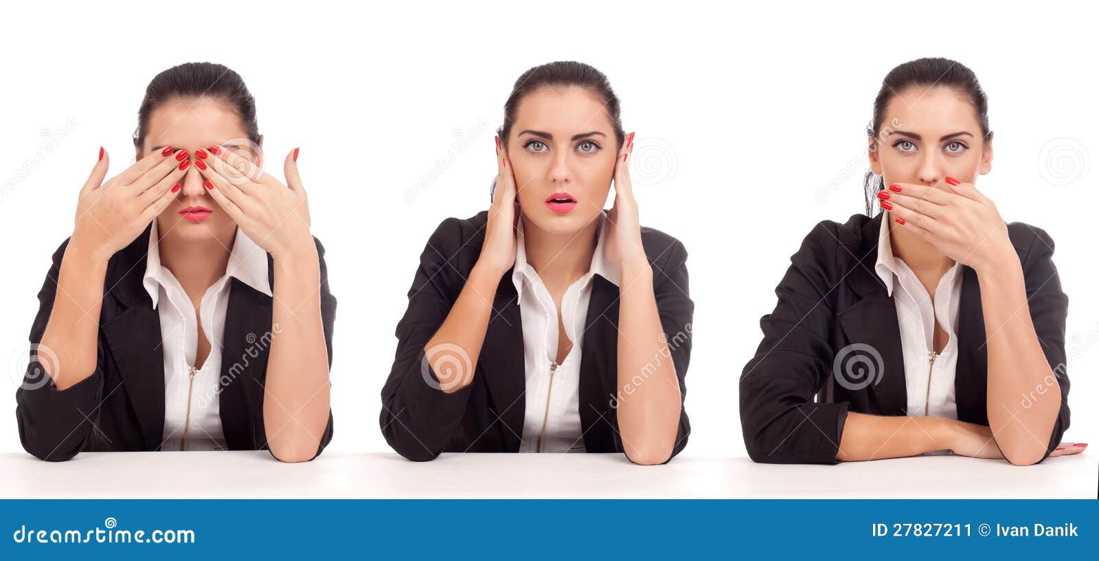 See No Evil, Hear No Evil, Speak No Evil Poses. Stock Photo ...