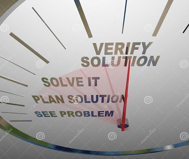 See Problem Plan Solution Solve Verify - Speedometer Stock Illustration ...