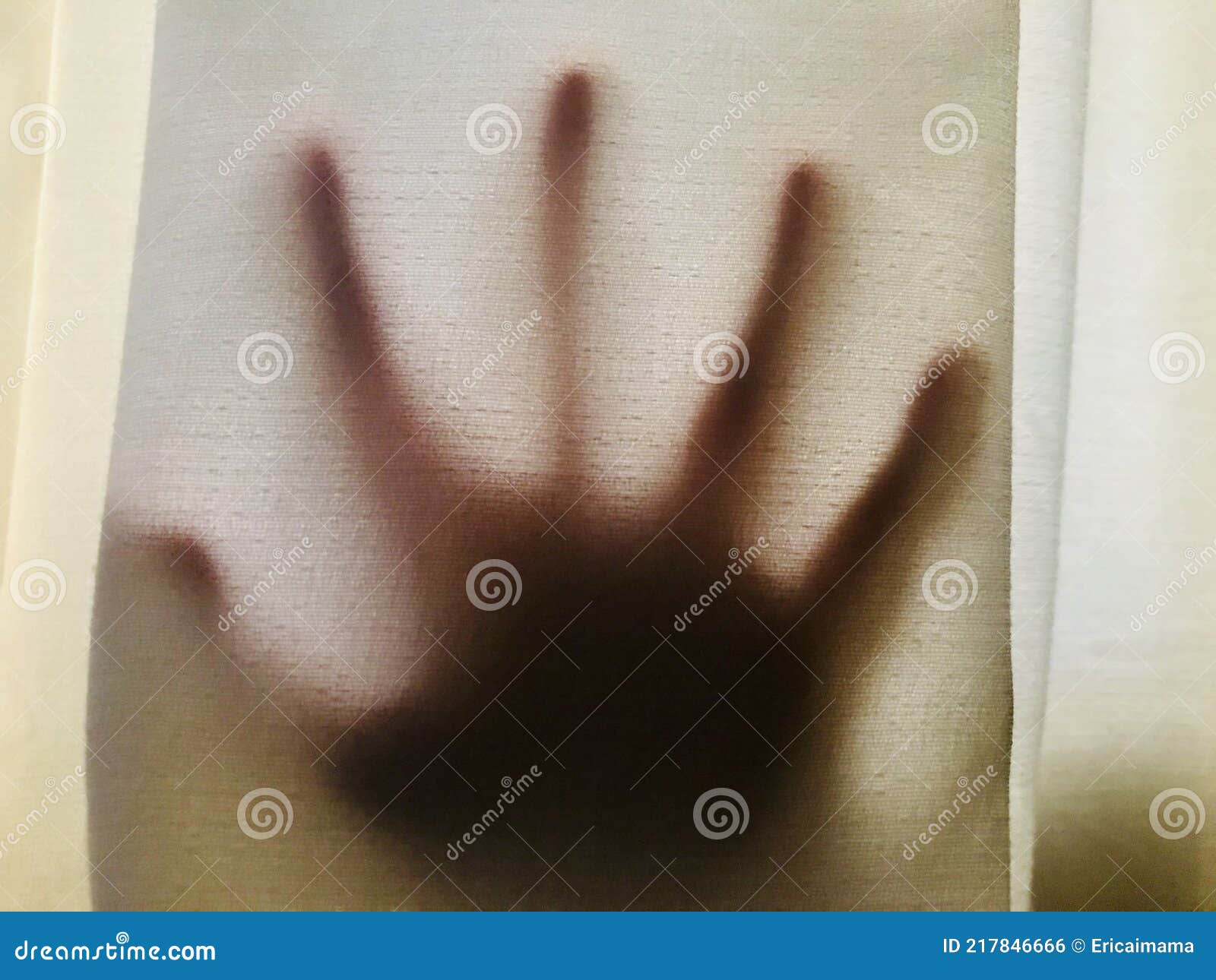 Shadow of a Hand, Behind the Curtain. Stock Photo - Image of horror ...